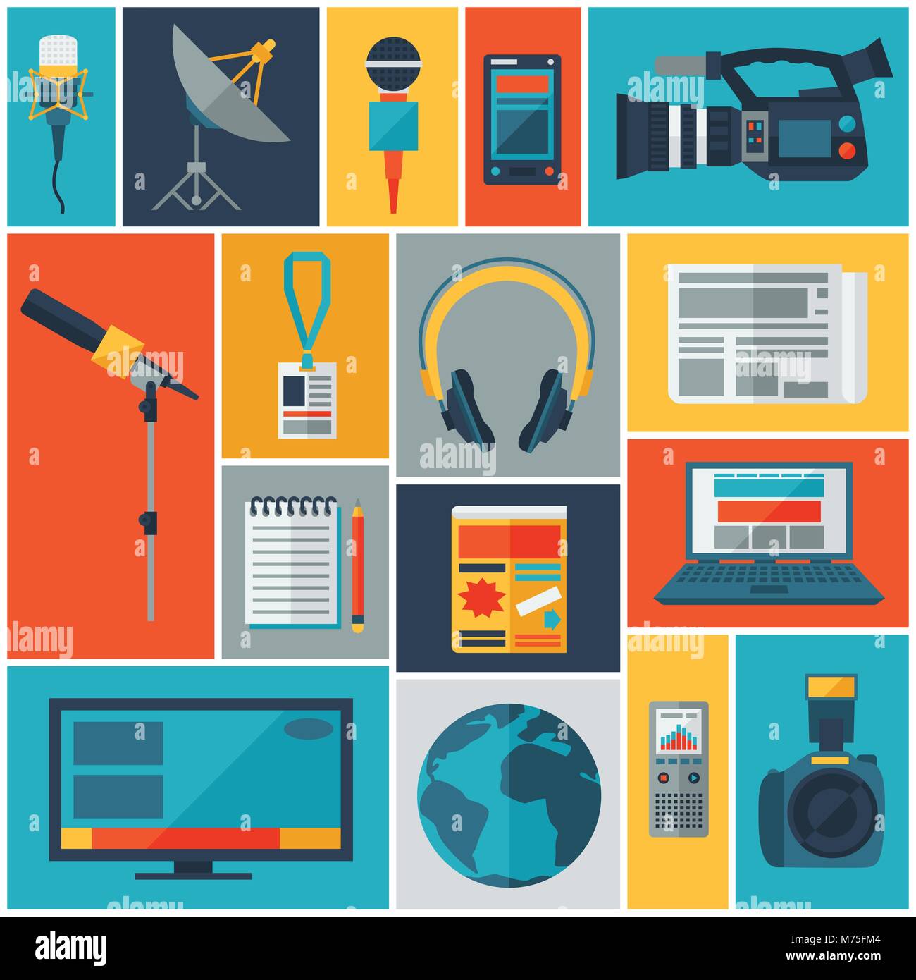 Background with journalism icons Stock Vector Image & Art - Alamy