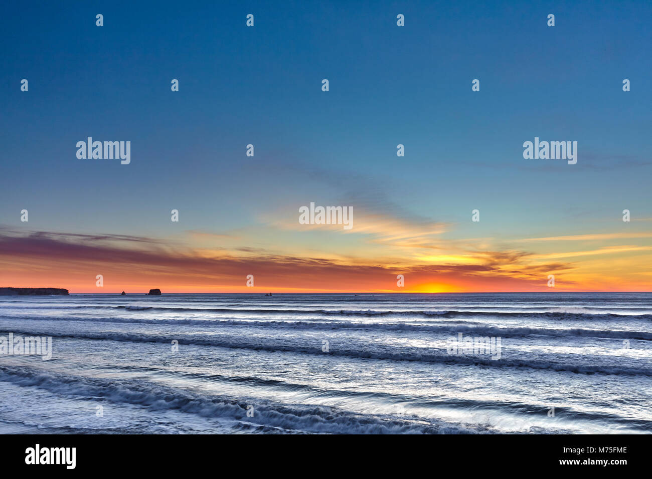 Sunset at Rapahoe South Island New Zealand looking towards Big Rock ...