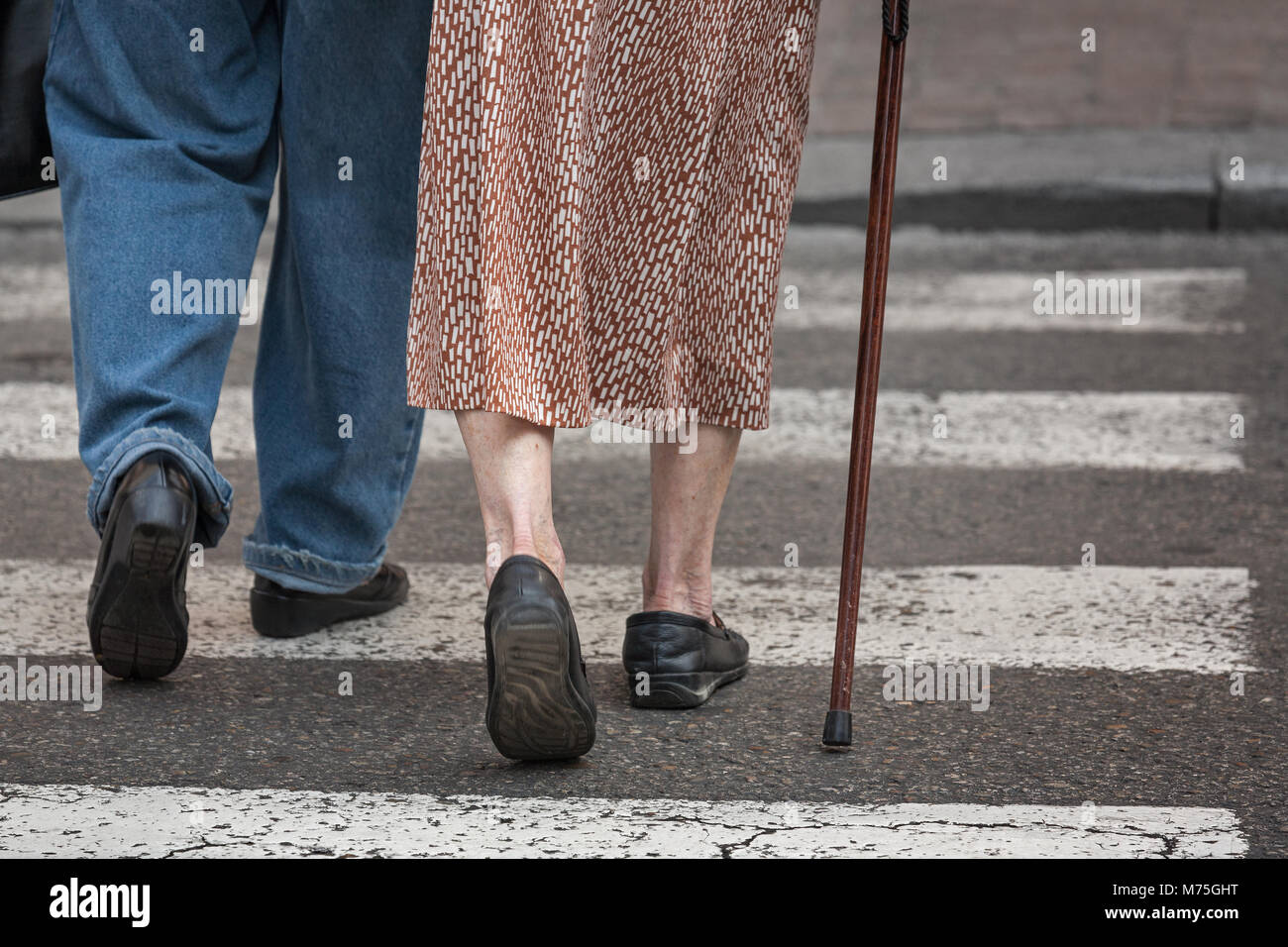 Elderly People on Pedestrian Crossing Stock Photo - Alamy