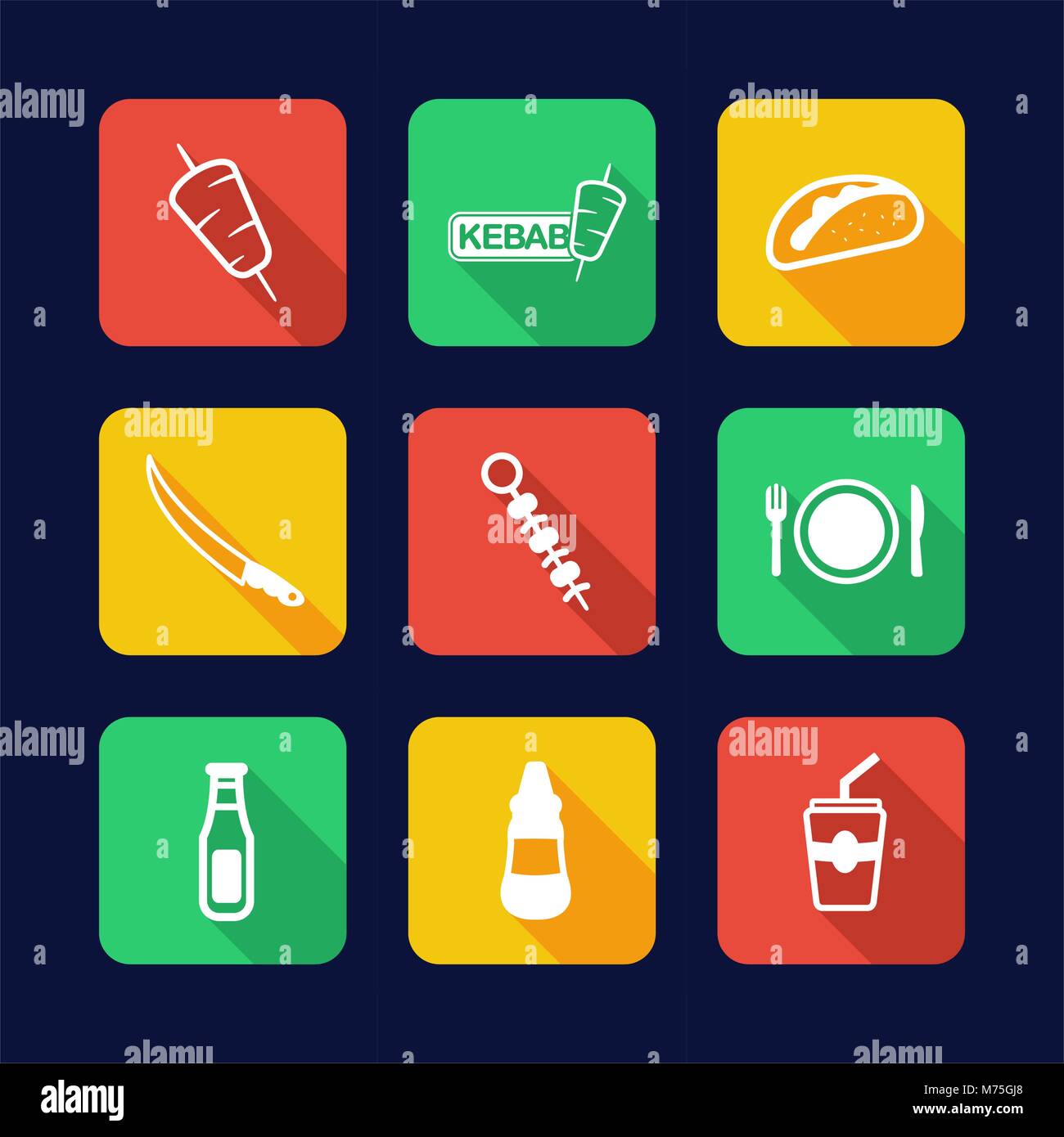 Kebab Icons Flat Design Stock Vector Image & Art - Alamy