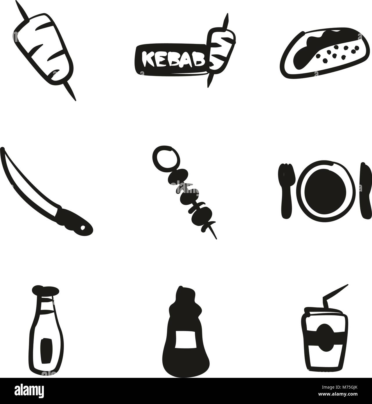 Kebab Icons Freehand Fill Stock Vector Image & Art - Alamy