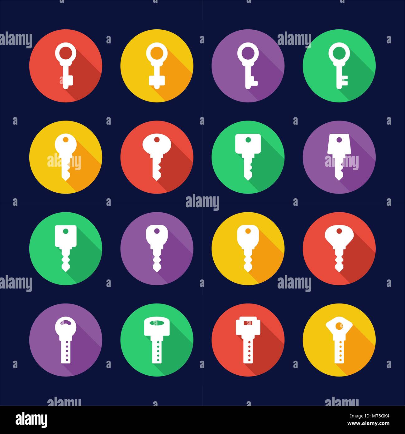 Keys Icons Flat Design Circle Stock Vector Image & Art - Alamy