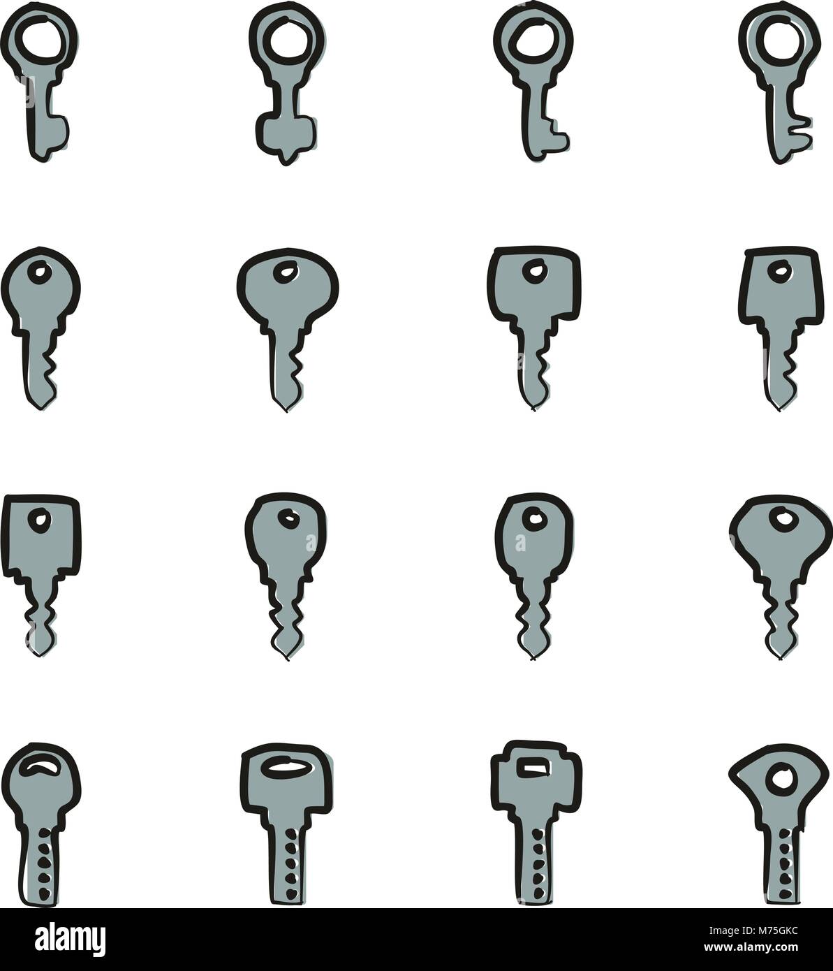Keys Icons Freehand 2 Color Stock Vector Image & Art - Alamy