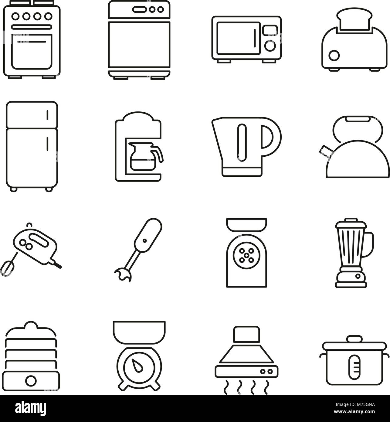 Kitchen Appliances Icons Thin Line Vector Illustration Set Stock Vector Image & Art - Alamy