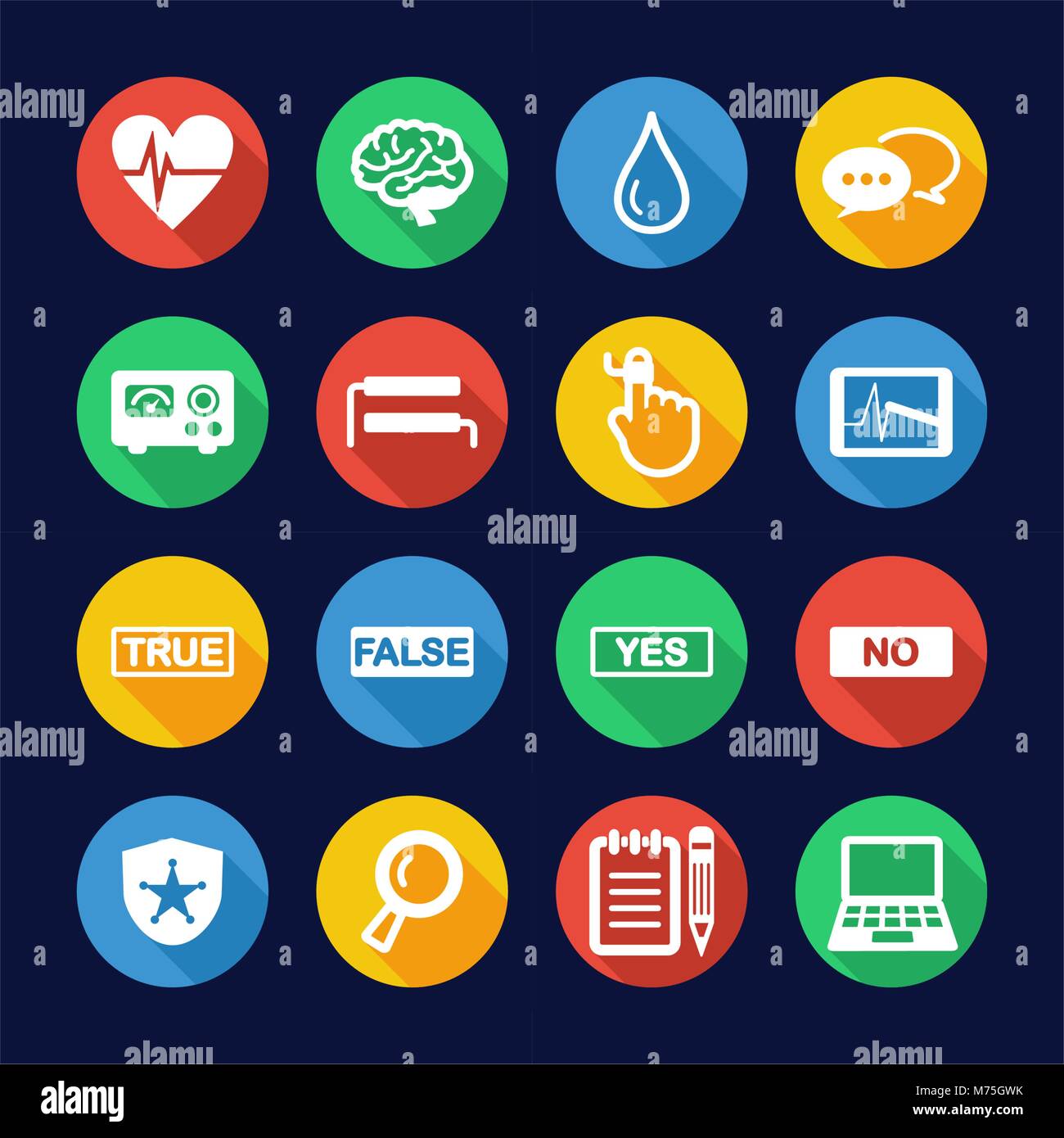 Lie Detector Icons Flat Design Circle Stock Vector Image & Art - Alamy