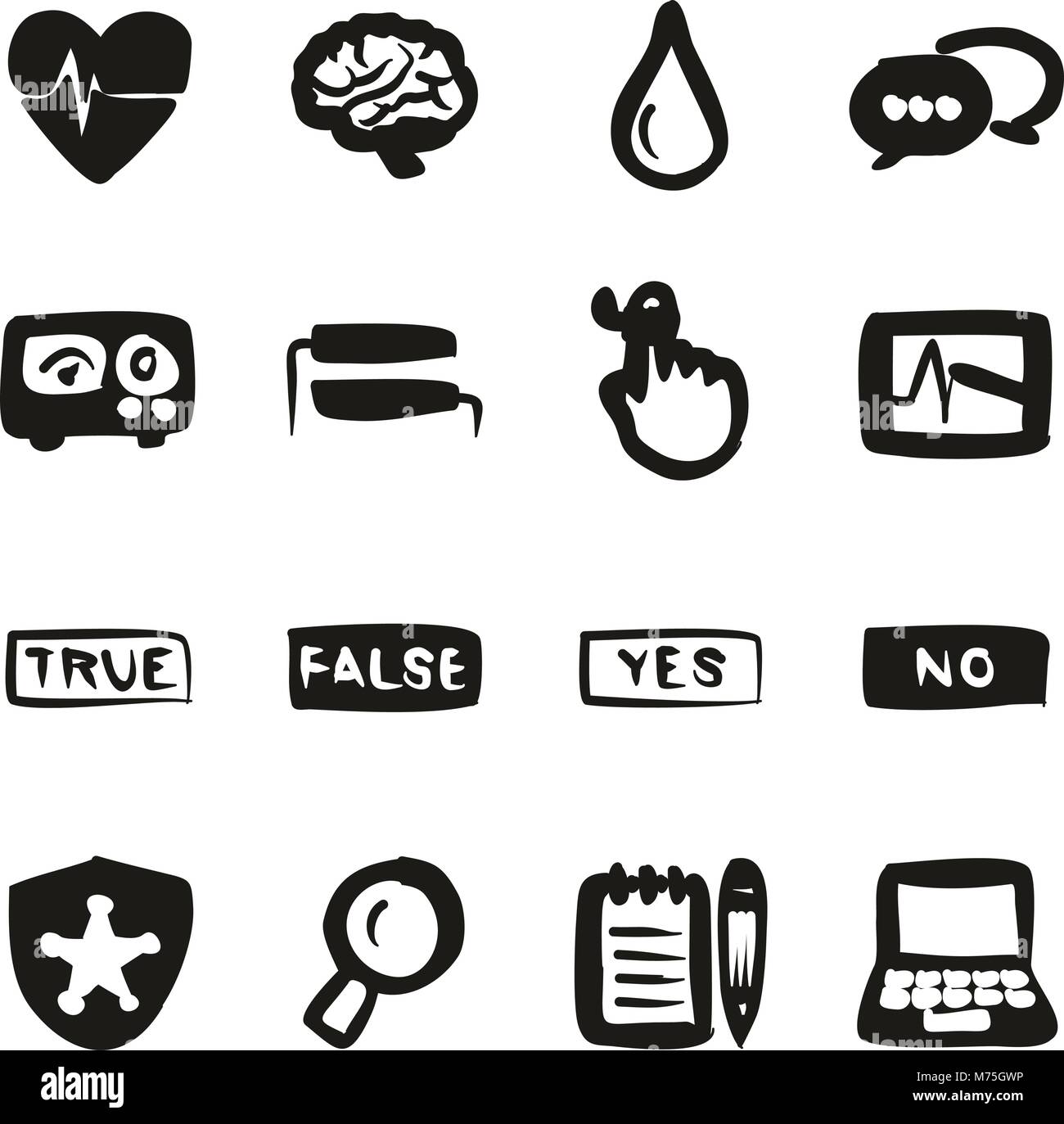 Lie Detector Icons Freehand Fill Stock Vector Image & Art - Alamy
