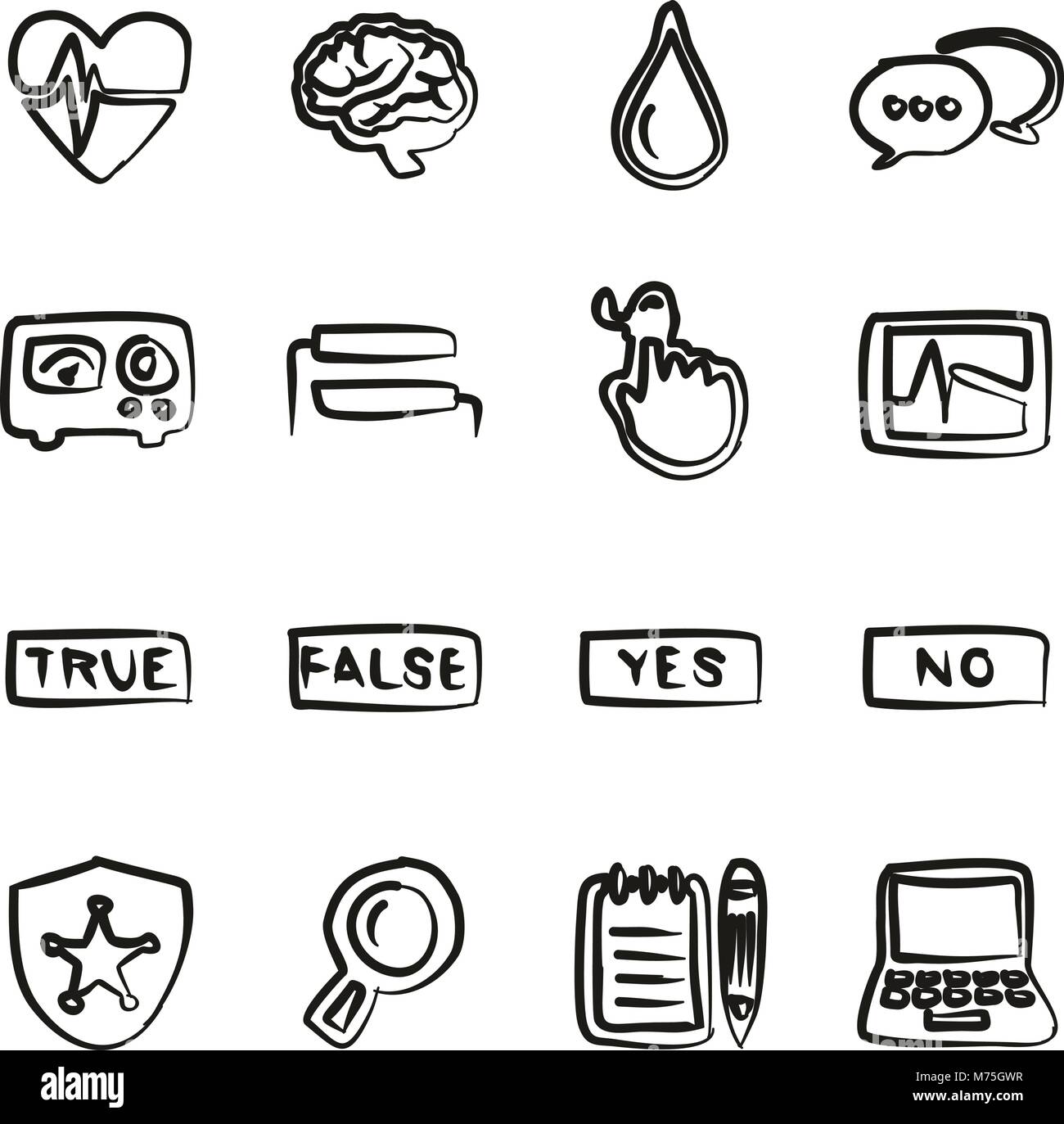 Lie Detector Icons Freehand Stock Vector Image & Art - Alamy