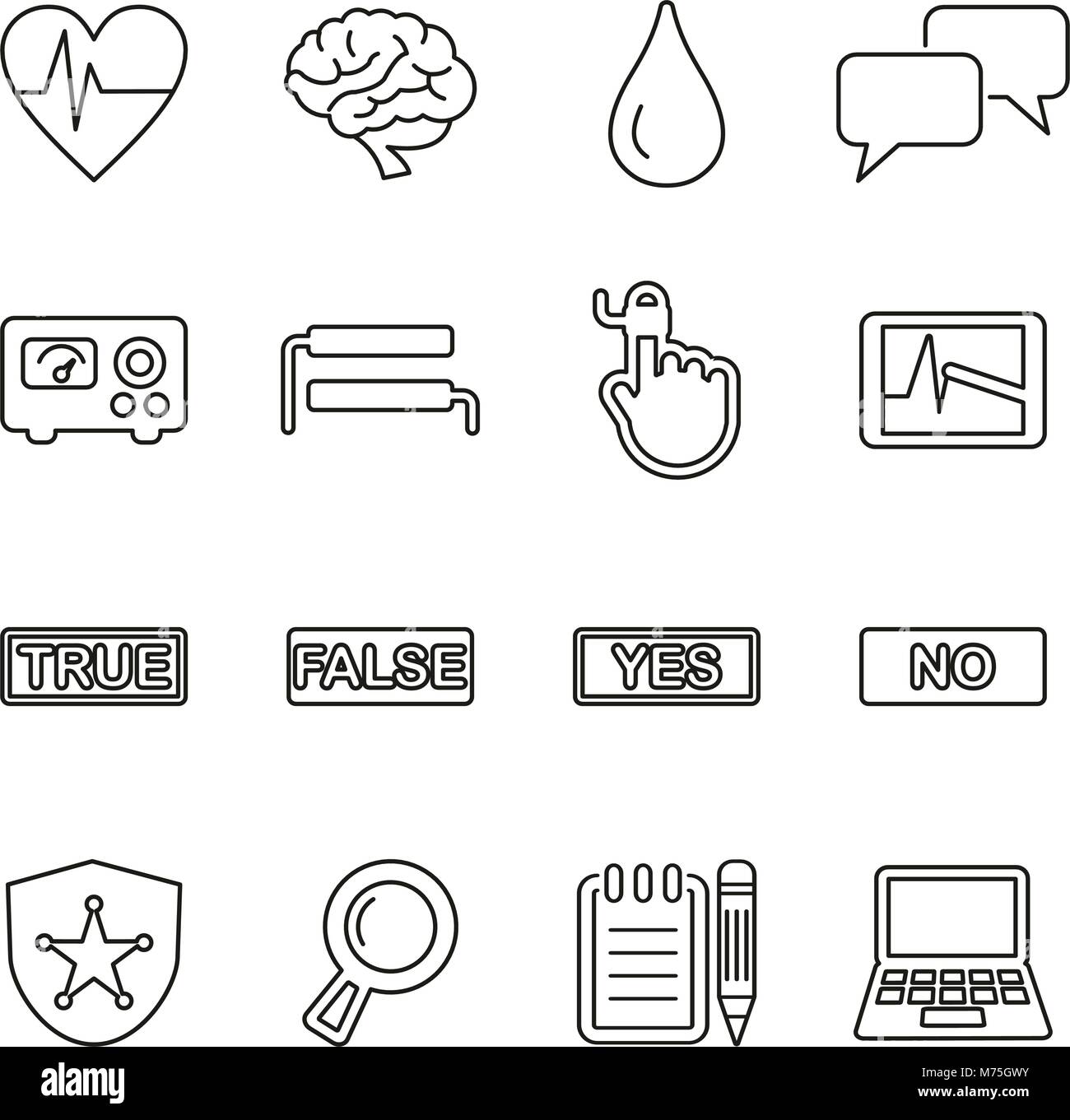 Lie Detector Test Icons Thin Line Vector Illustration Set Stock Vector ...