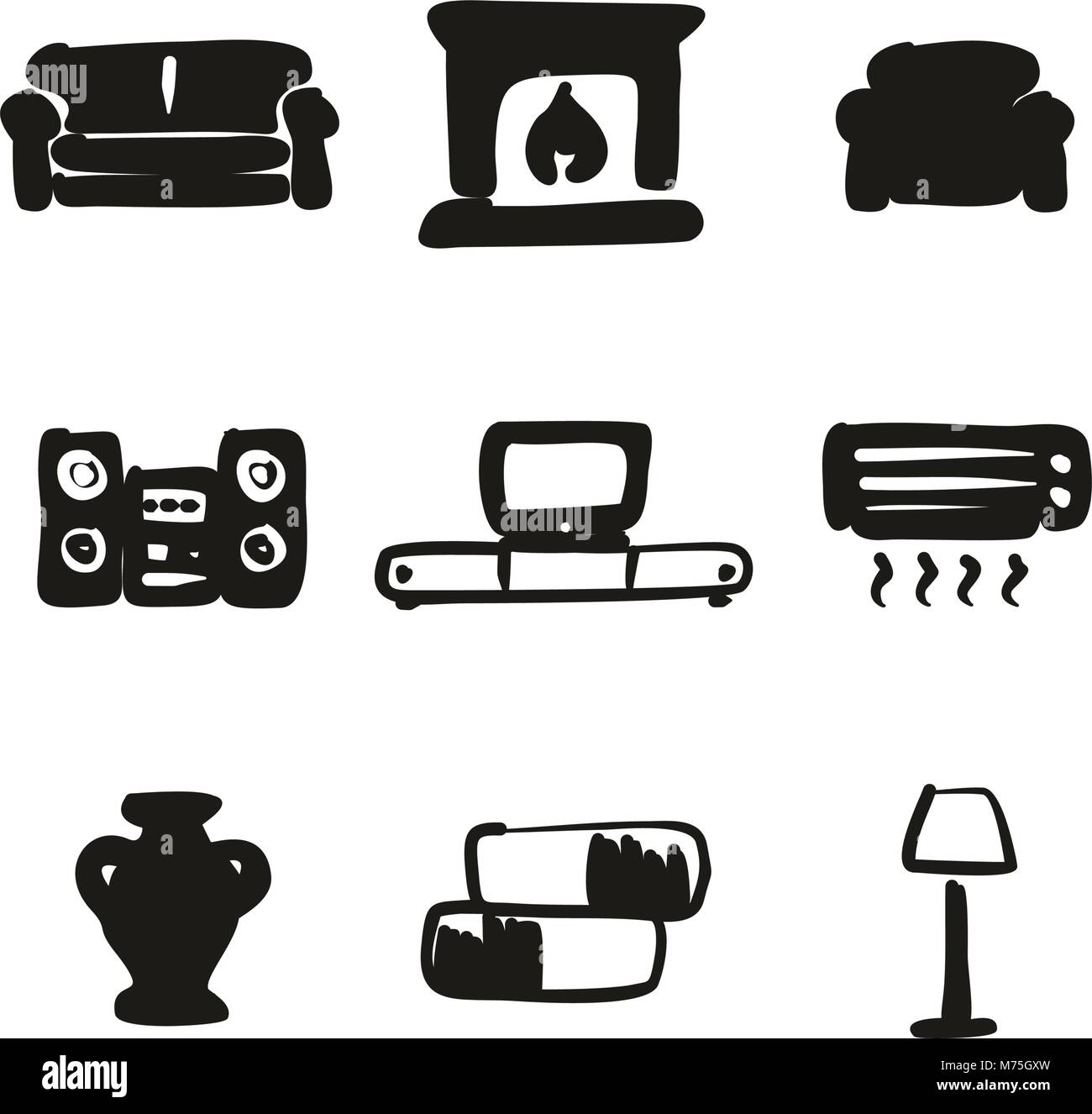 Living Room Icons Freehand Fill Stock Vector Image & Art - Alamy