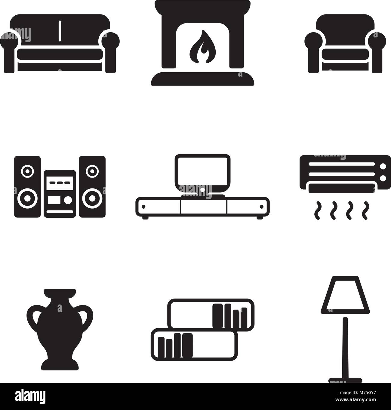 Living Room Icons Stock Vector Image & Art - Alamy