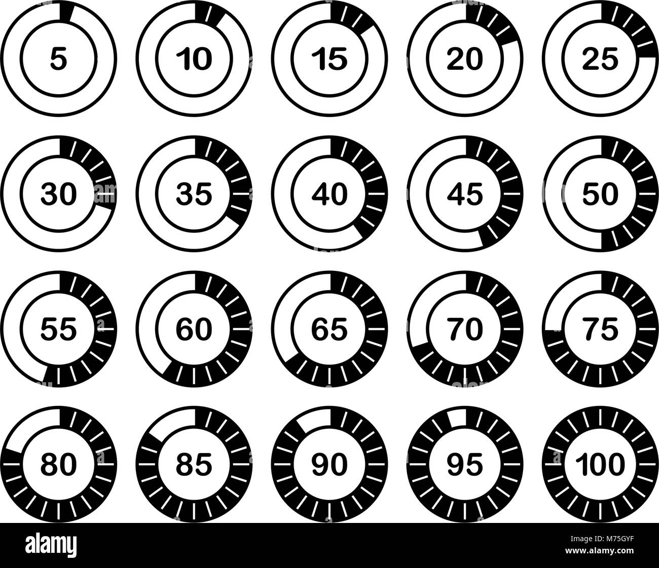 Loading Or Percentage Icons Set Stock Vector Image & Art - Alamy