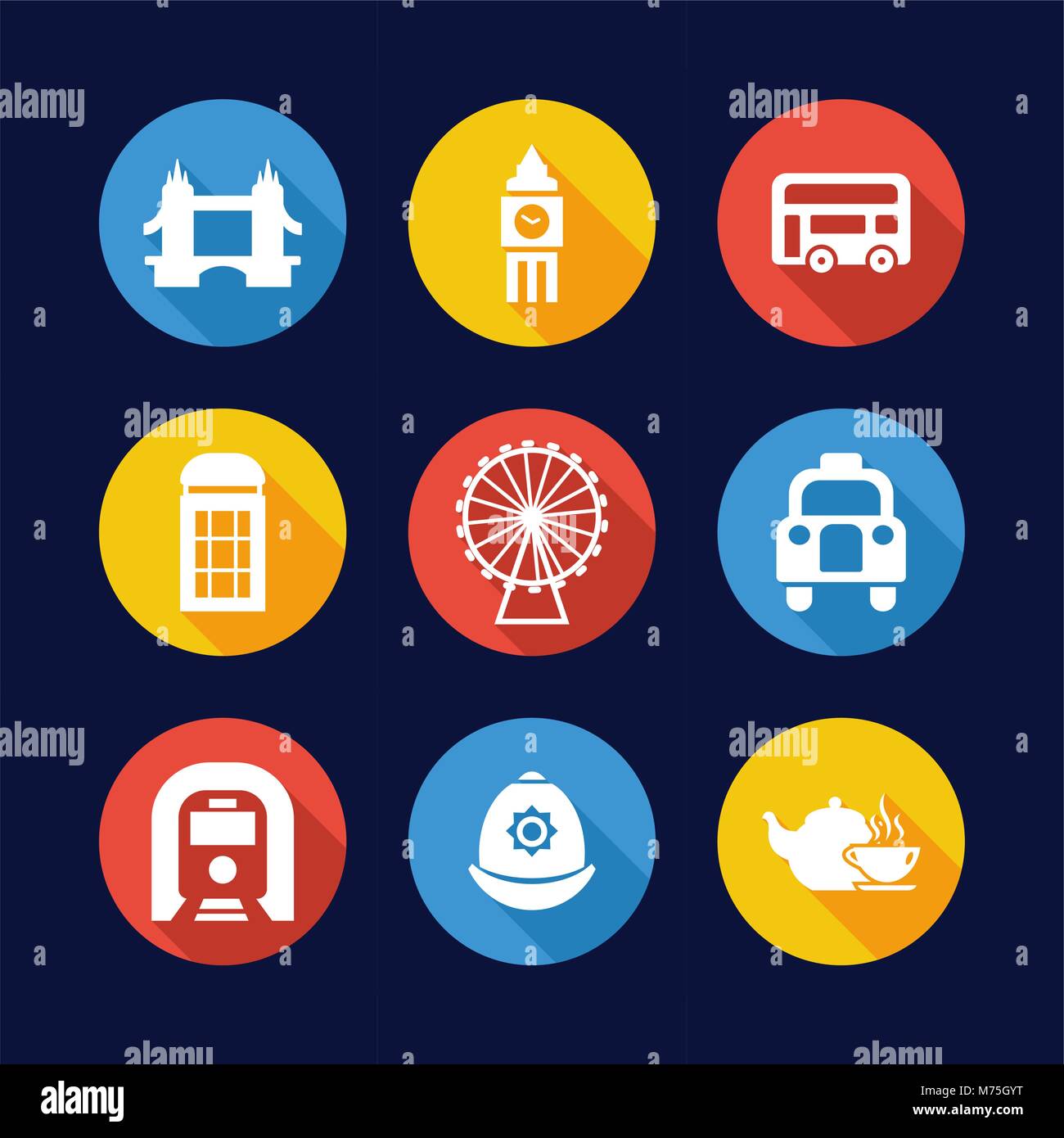 London Icons Flat Design Circle Stock Vector Image & Art - Alamy