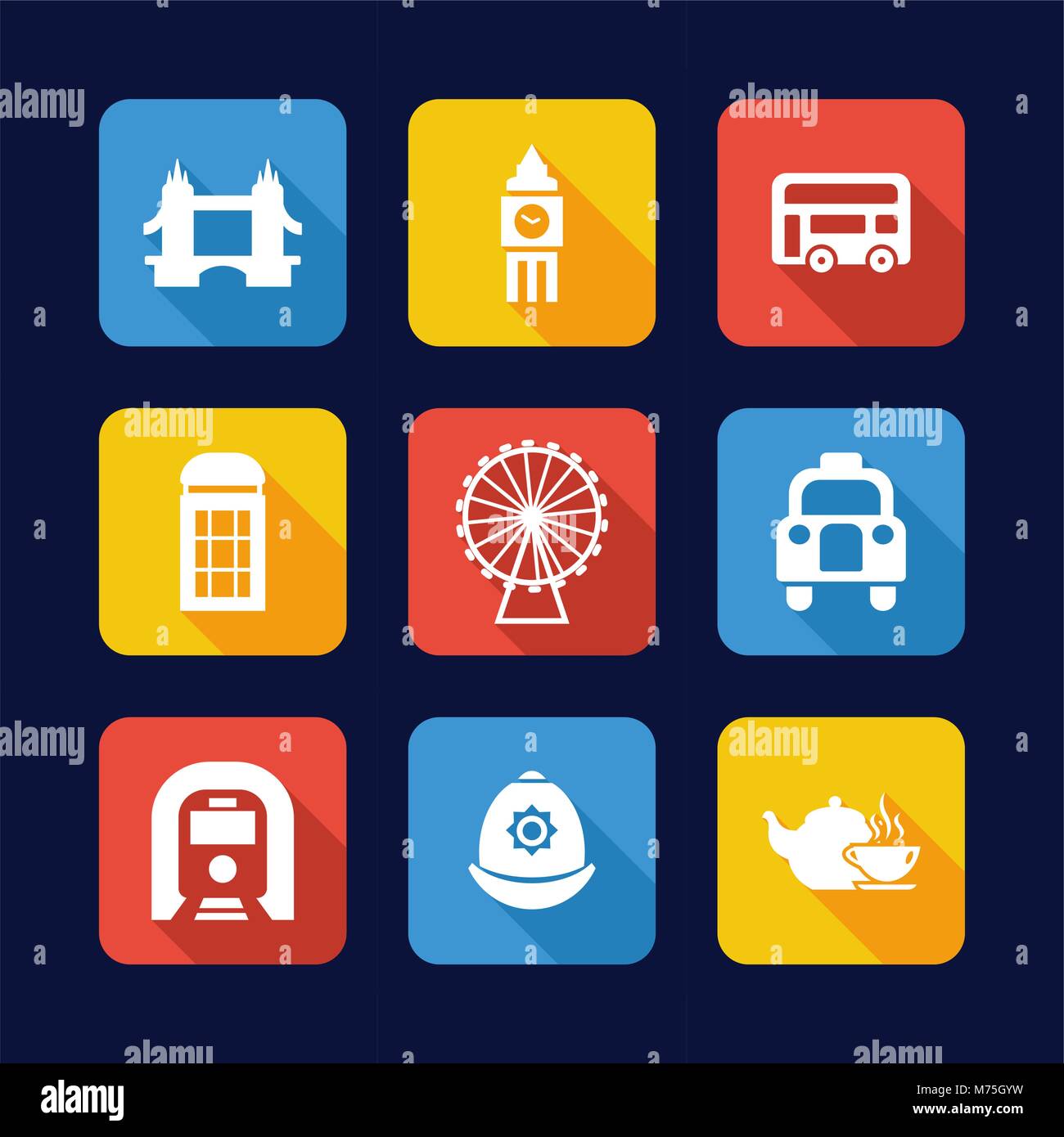 London Icons Flat Design Stock Vector Image & Art - Alamy