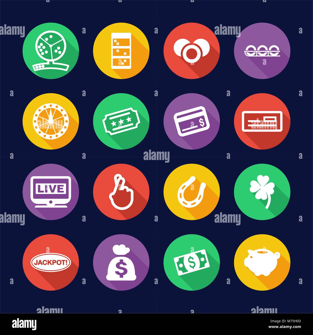 Lottery Icons Flat Design Circle Stock Vector Image & Art - Alamy