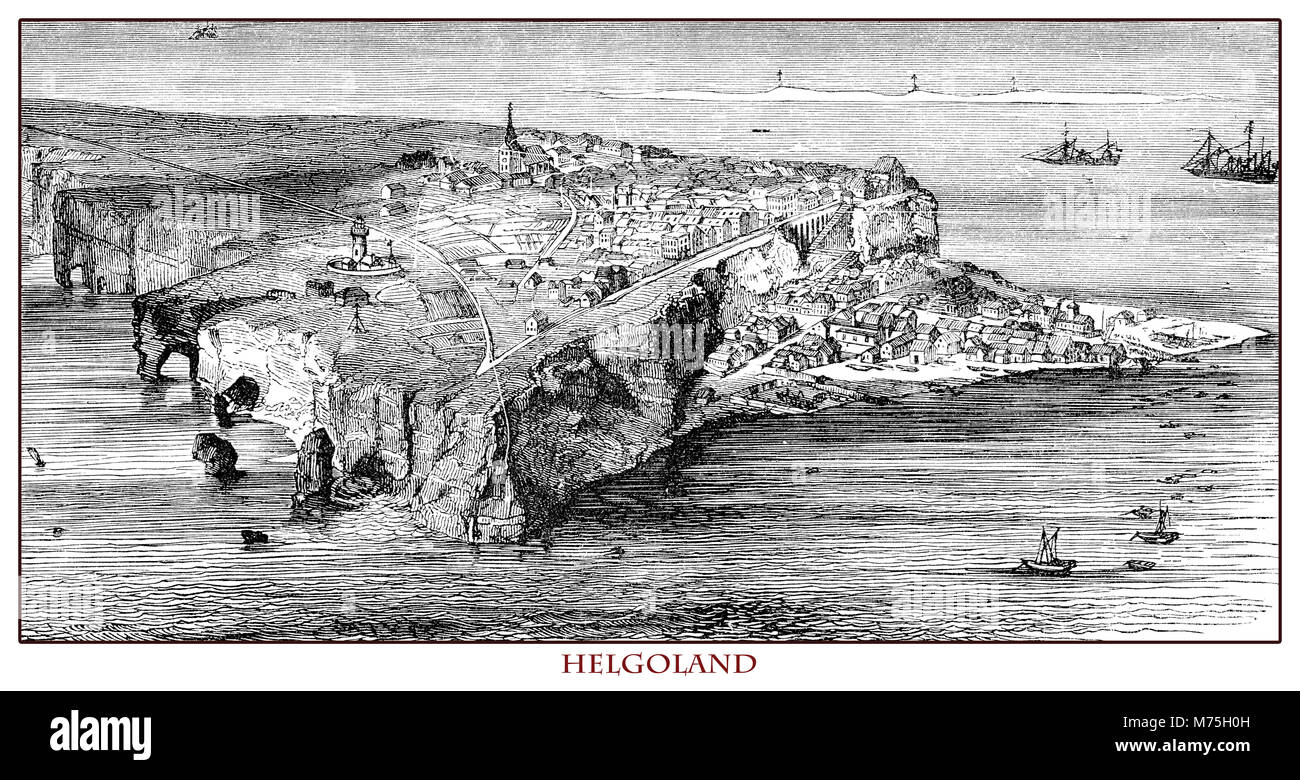 Helgoland, German island in the north sea, vintage engraving Stock ...