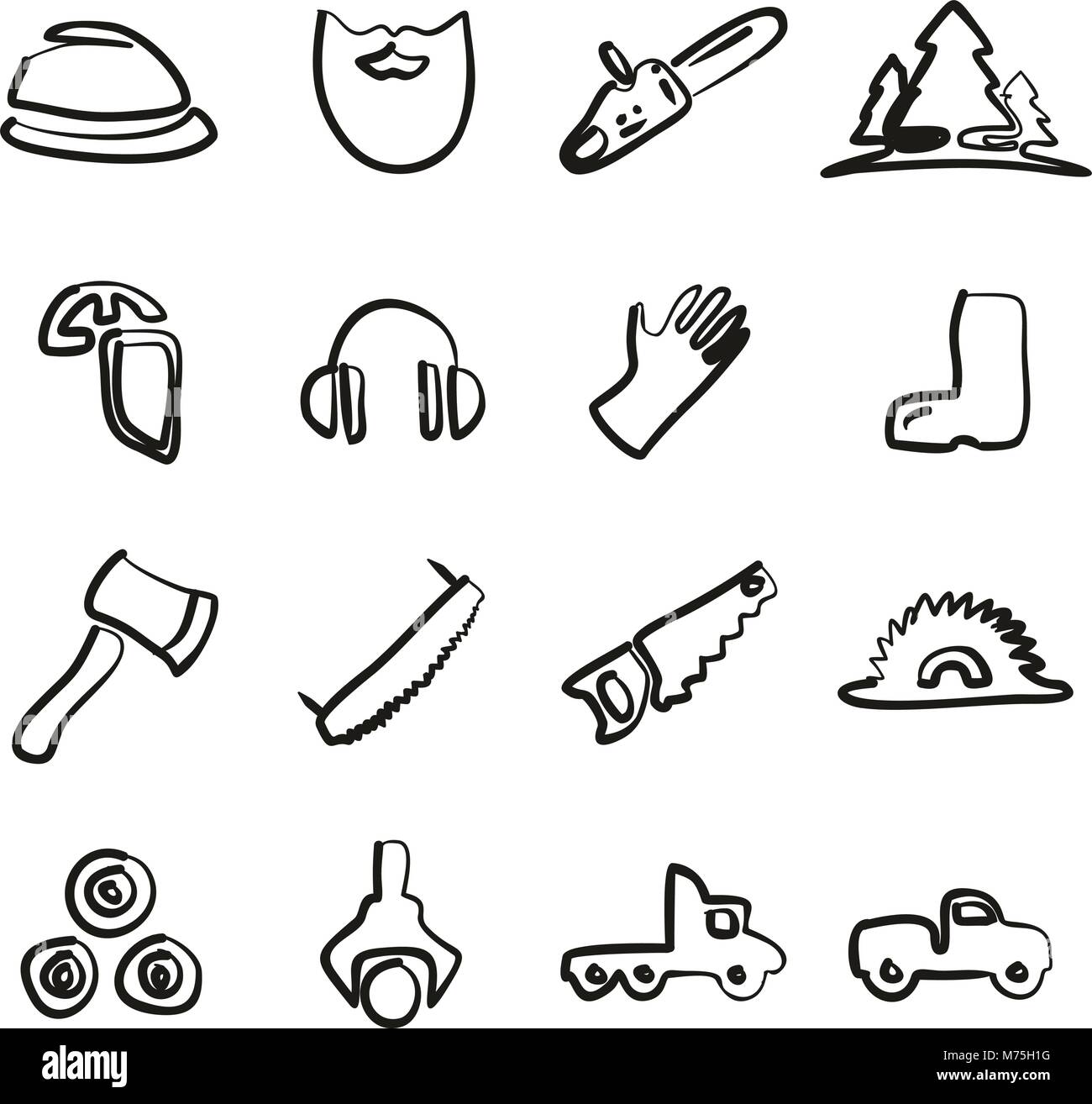 Lumberjack axe on forest Black and White Stock Photos & Images - Alamy