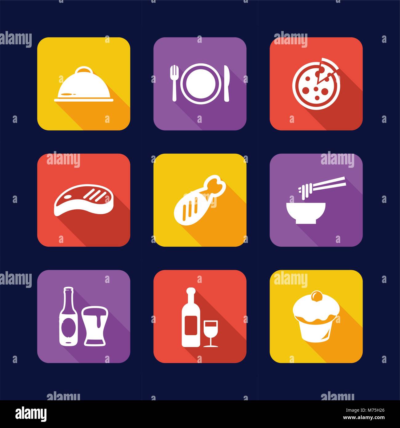 Lunch Icons Flat Design Stock Vector Image & Art - Alamy