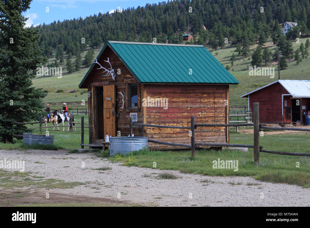 Tack building designed to store riding gear for horses Stock Photo - Alamy