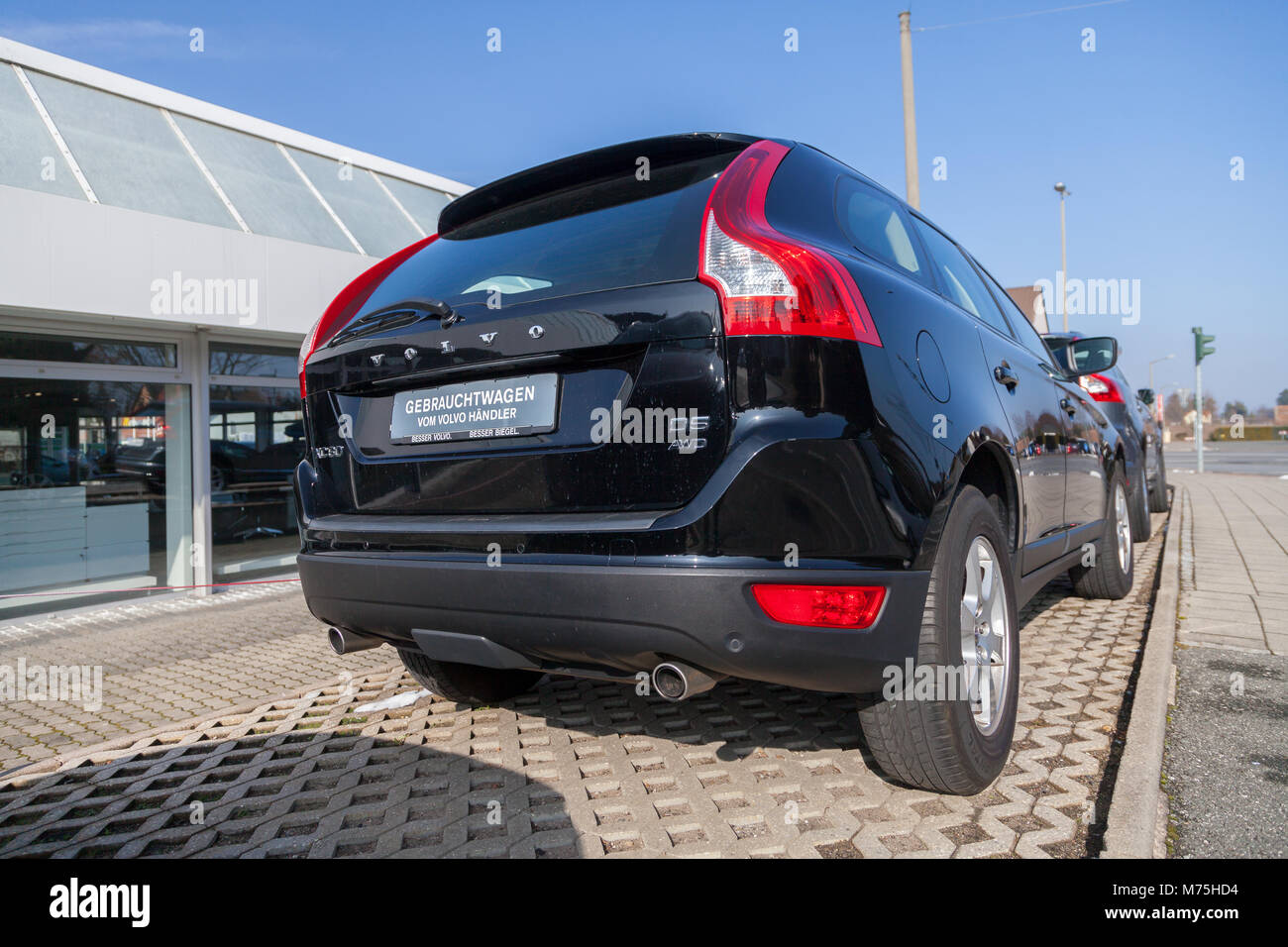 NUERNBERG / GERMANY - MARCH 4, 2018: Volvo logo on a Volvo car at a ...