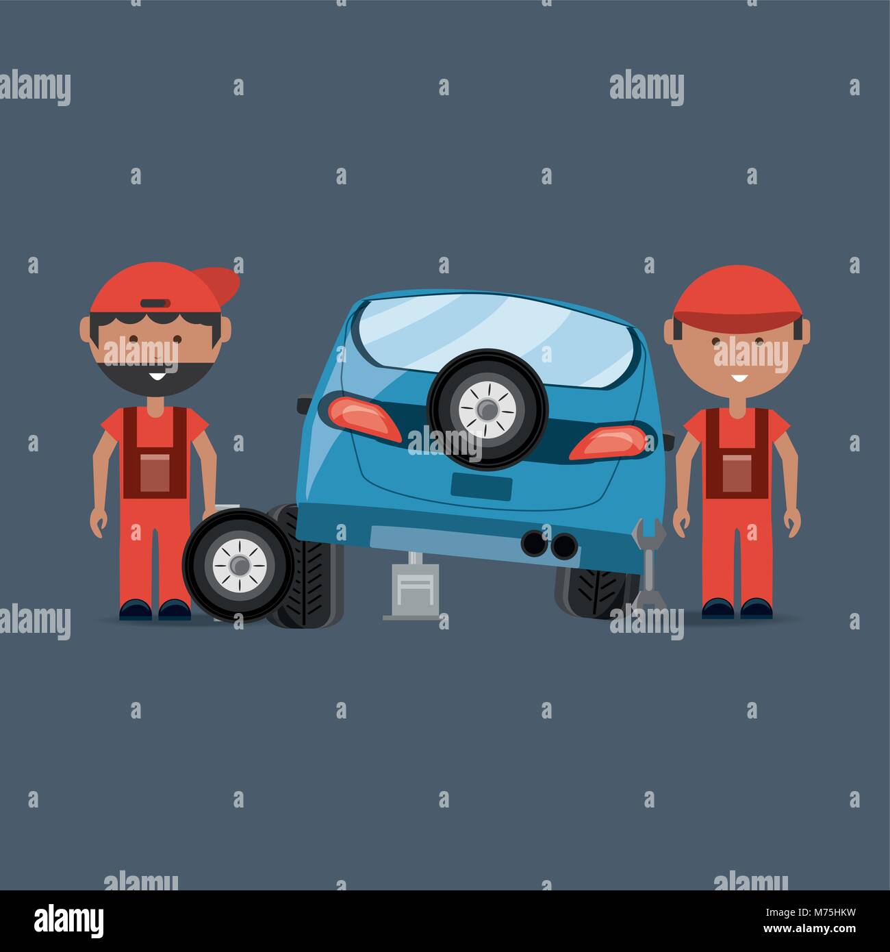Fix a flat tire Stock Vector Images - Alamy