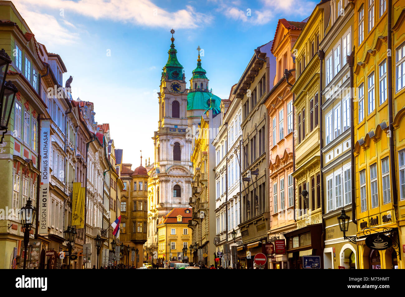 Cityscape of Prague with medieval towers and colorful buildings, Czech ...