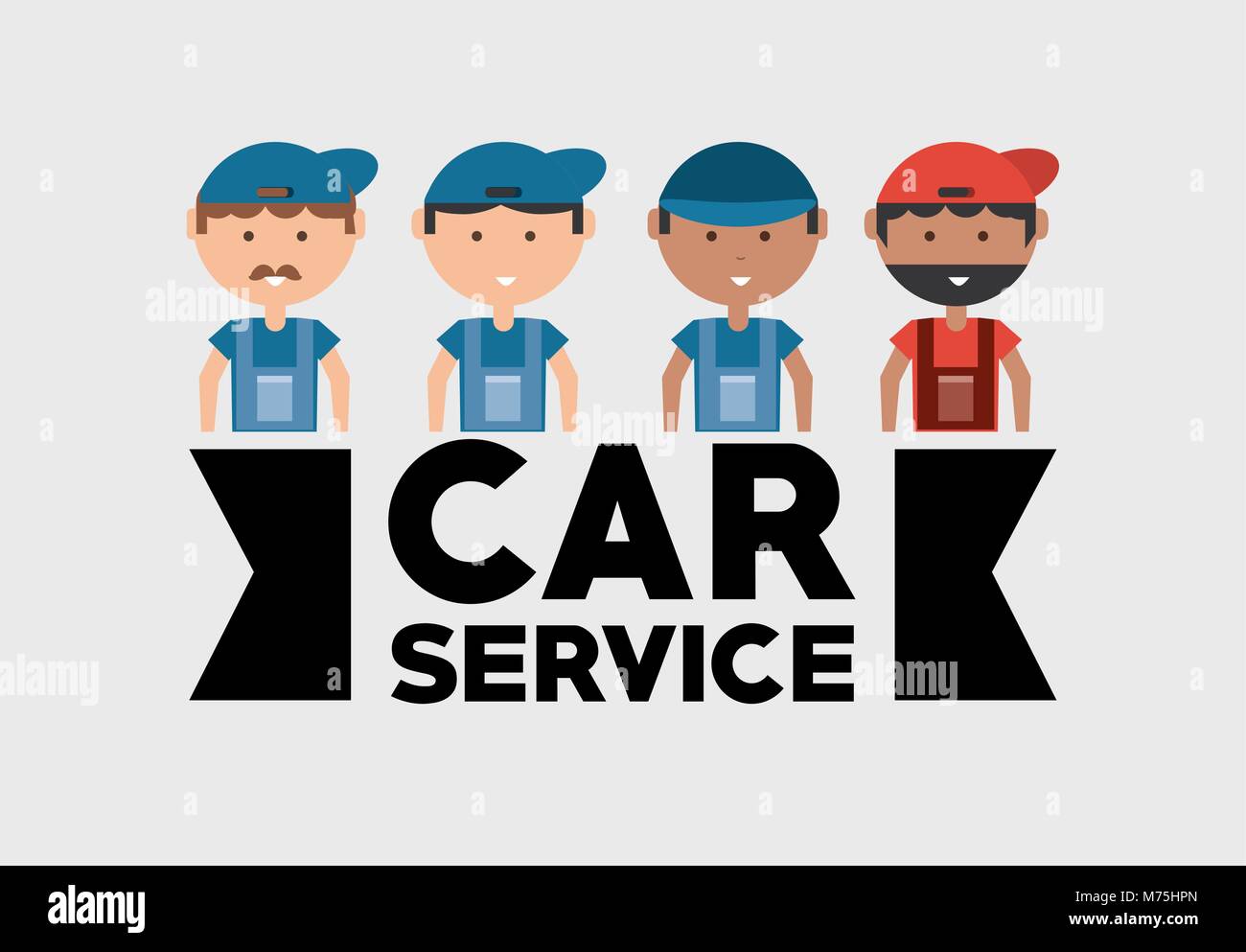 Car service design with cartoon mechanics men over gray background ...