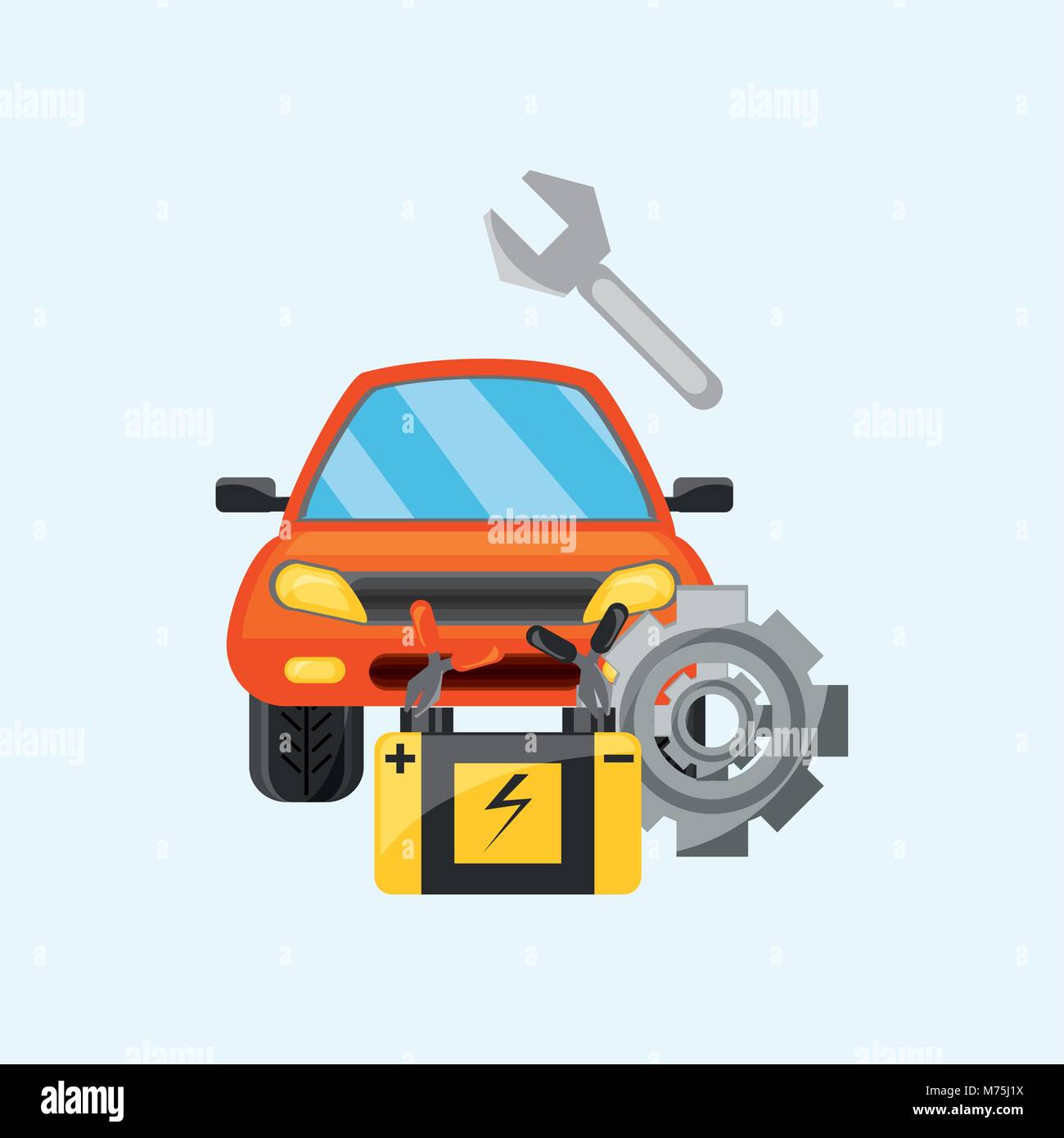 Car service design with car and tools over white background, colorful ...
