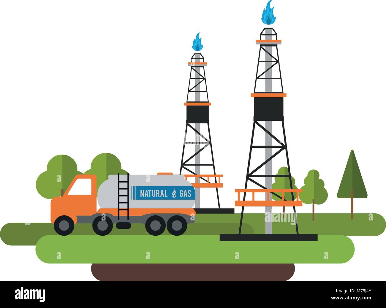 Natural gas factory vector illustration graphic design Stock Vector ...
