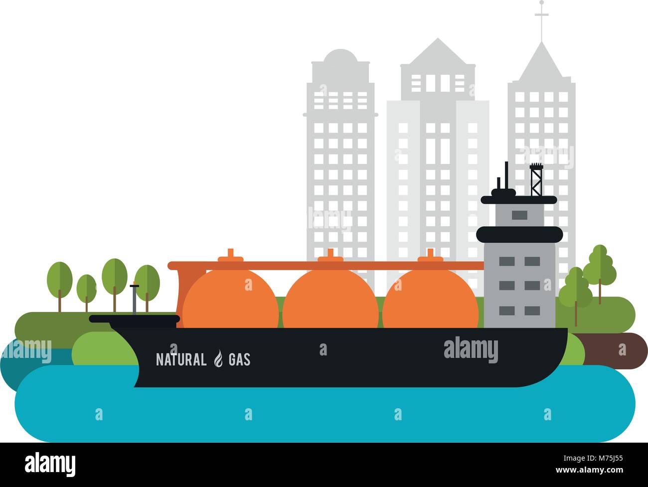 Natural gas ship on port vector illustration graphic design Stock ...