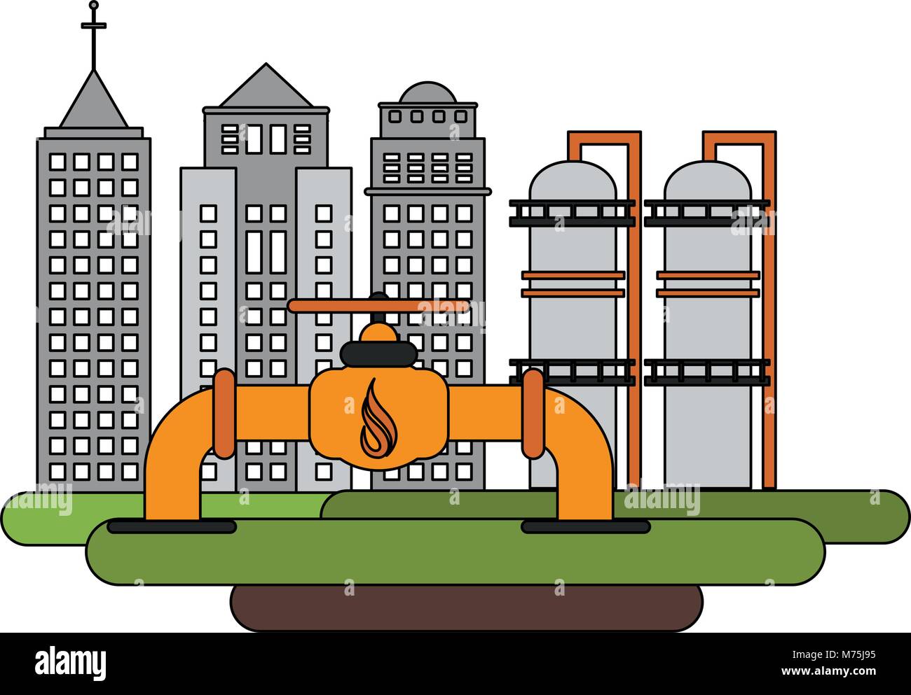 Natural gas factory vector illustration graphic design Stock Vector ...