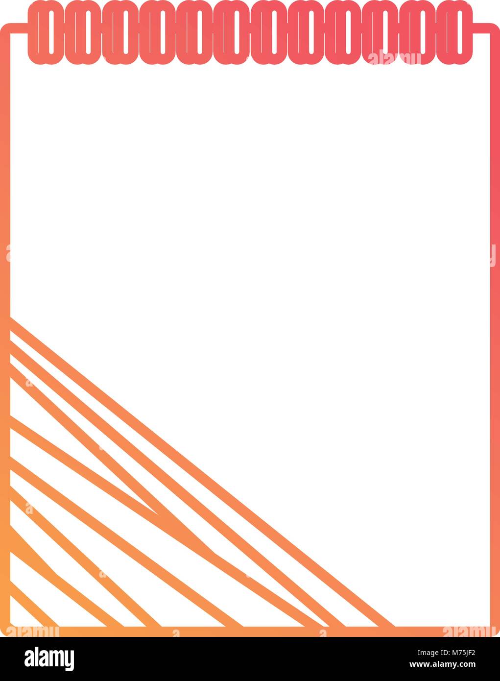 flat line orange notepad with blue lines design over white background ...