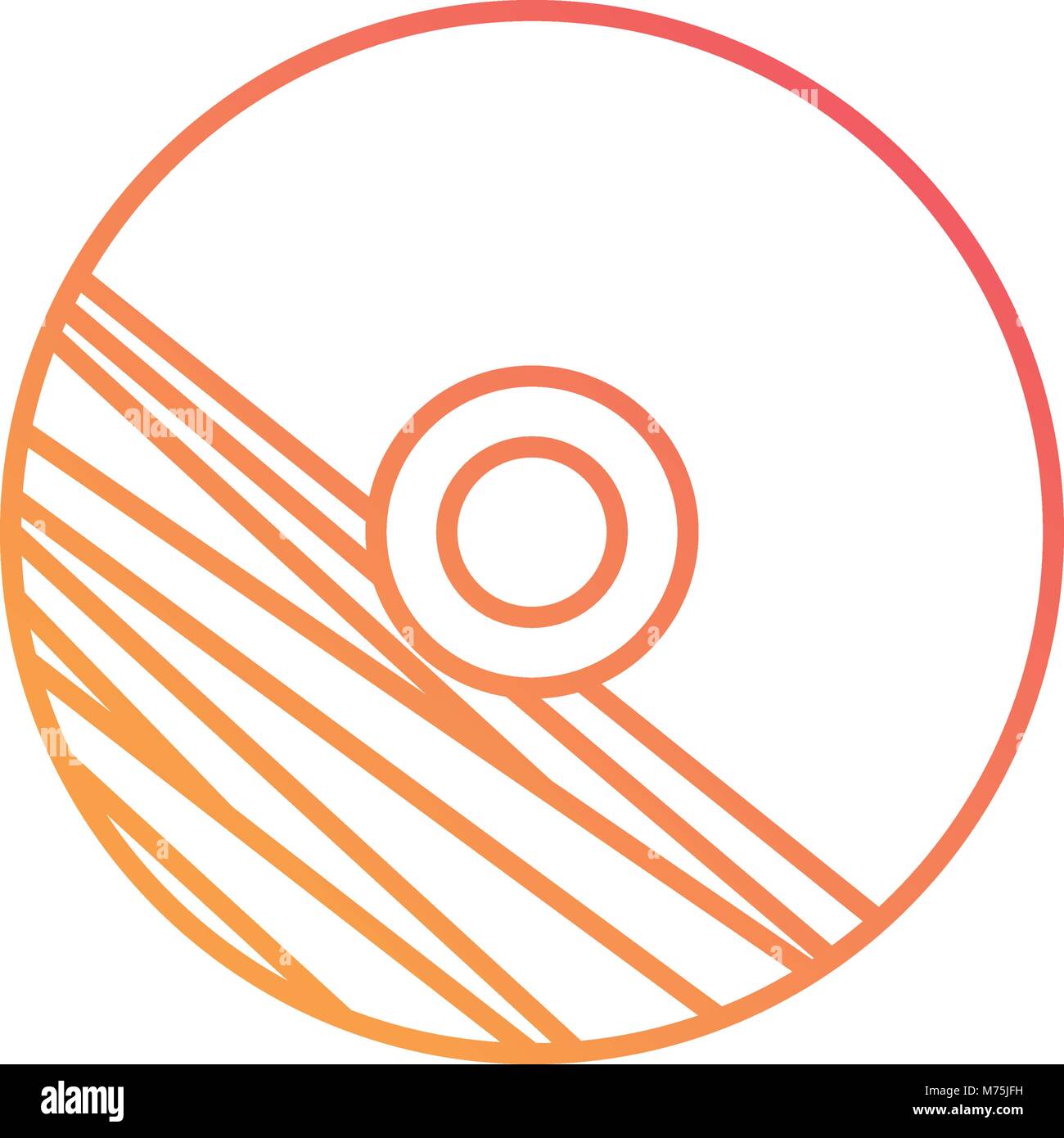 flat line orange CD with stripes design over white background vector ...