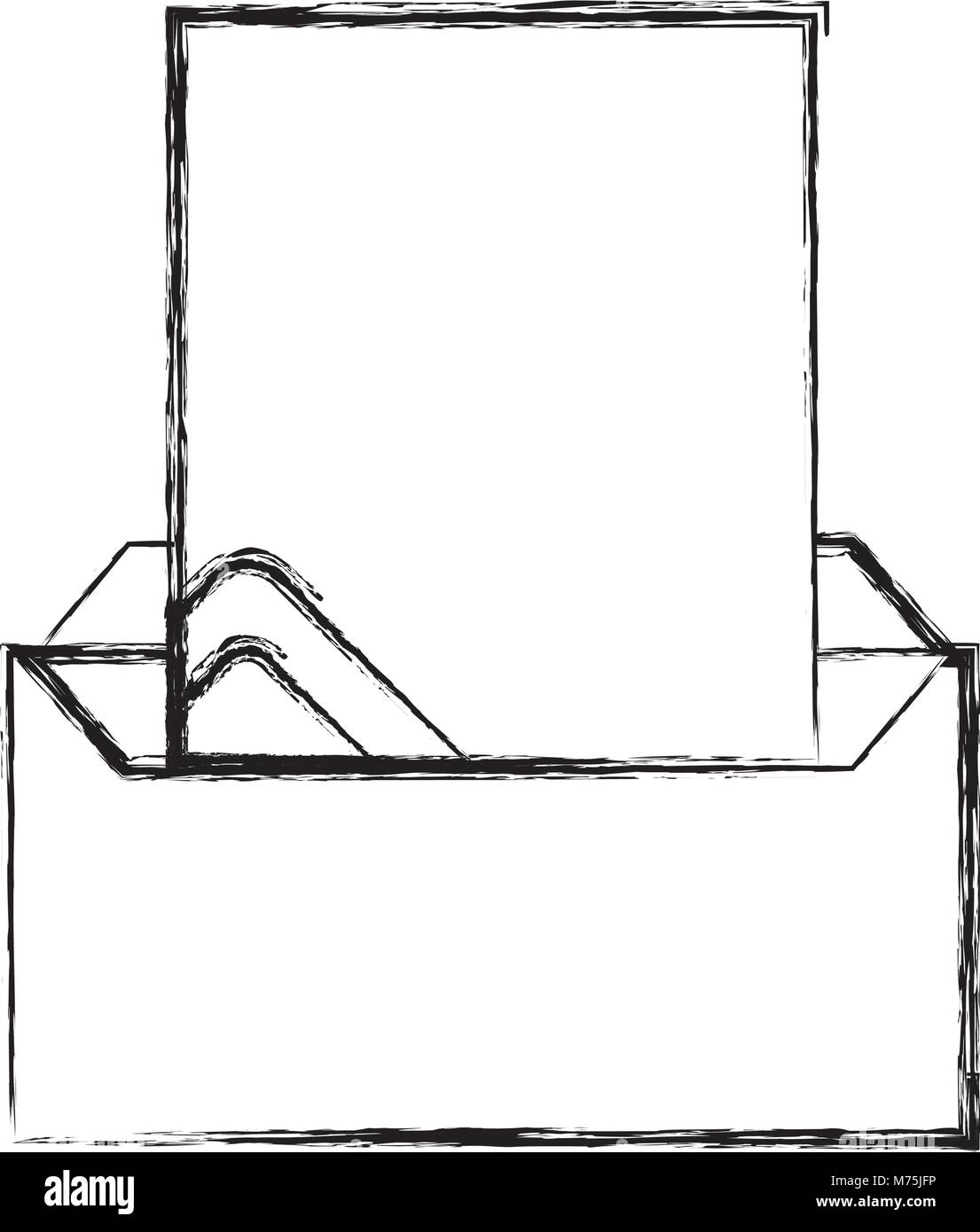 uncolored envelope with paper doodle over white background vector ...