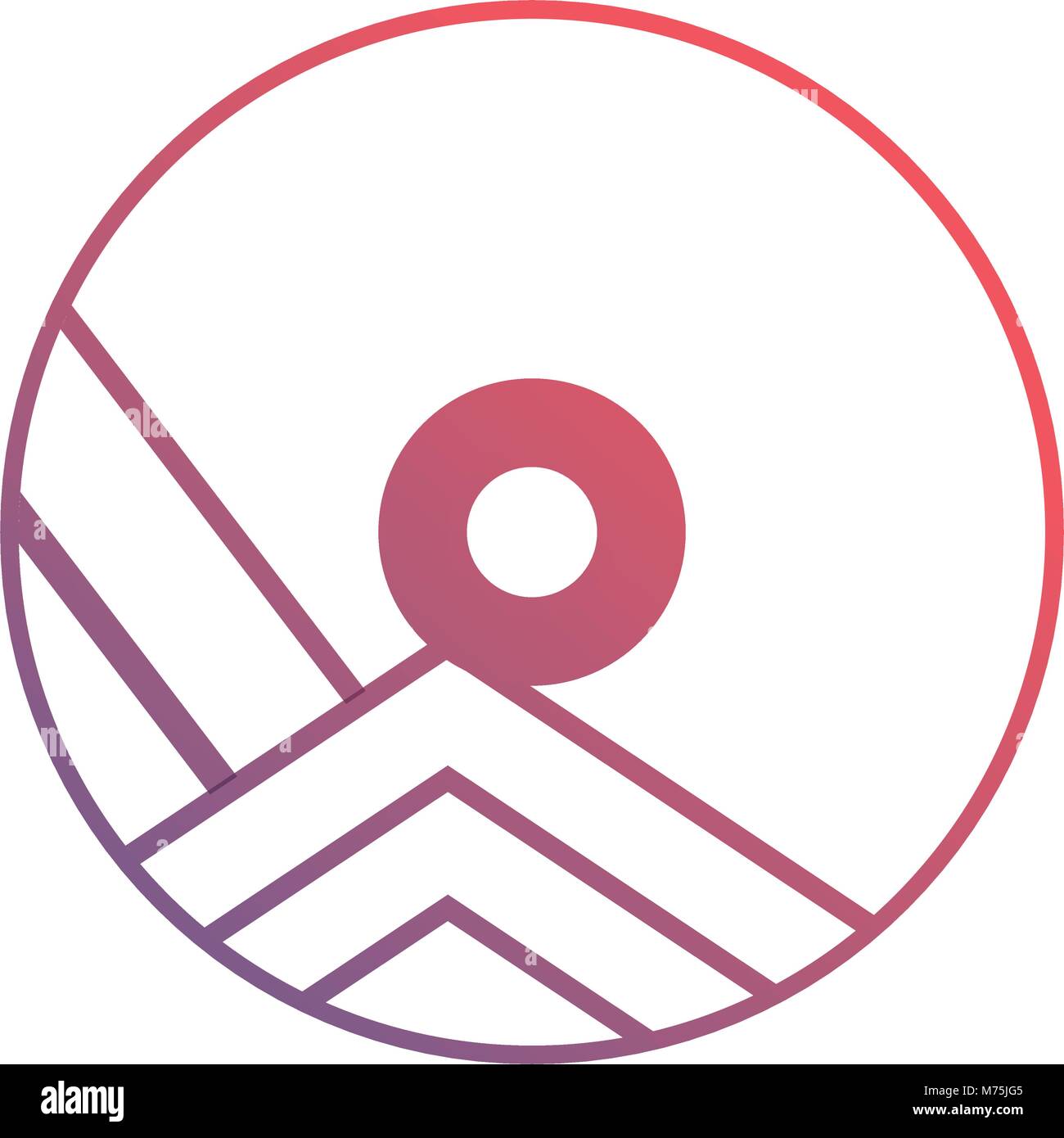 flat line purple CD with stripes design over white background vector ...