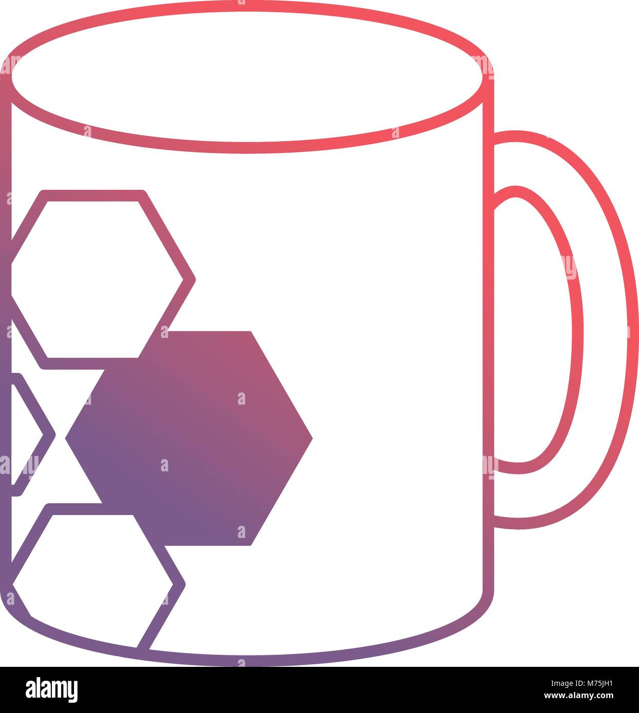 flat line purple mug with hexagons design over white background vector ...