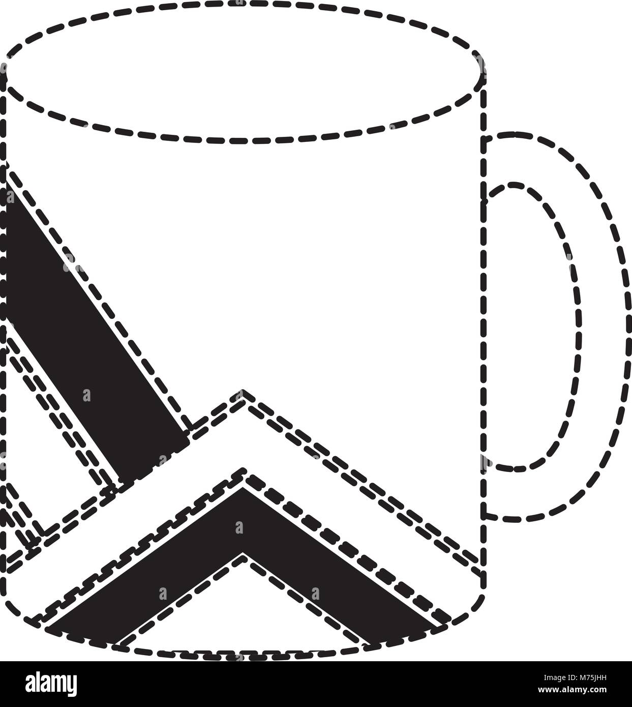 uncolored mug with stripes design sticker over white background vector ...