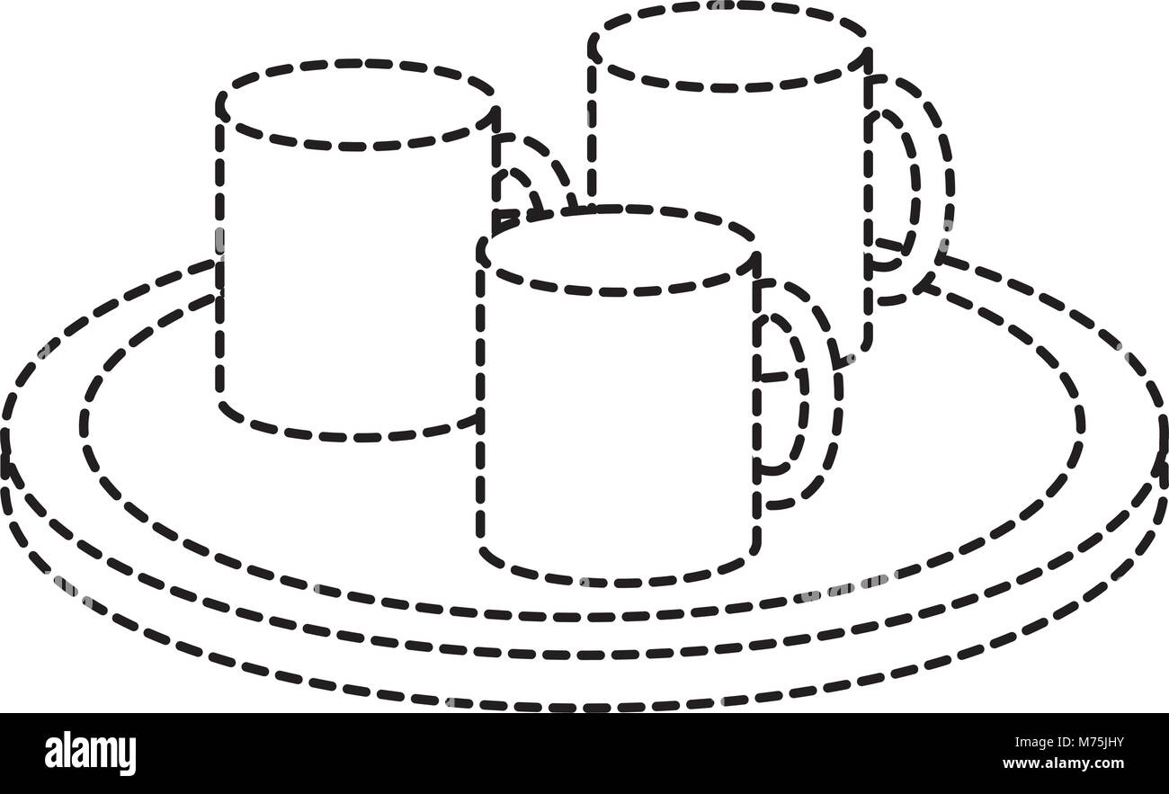 uncolored mugs on table sticker over white background vector ...