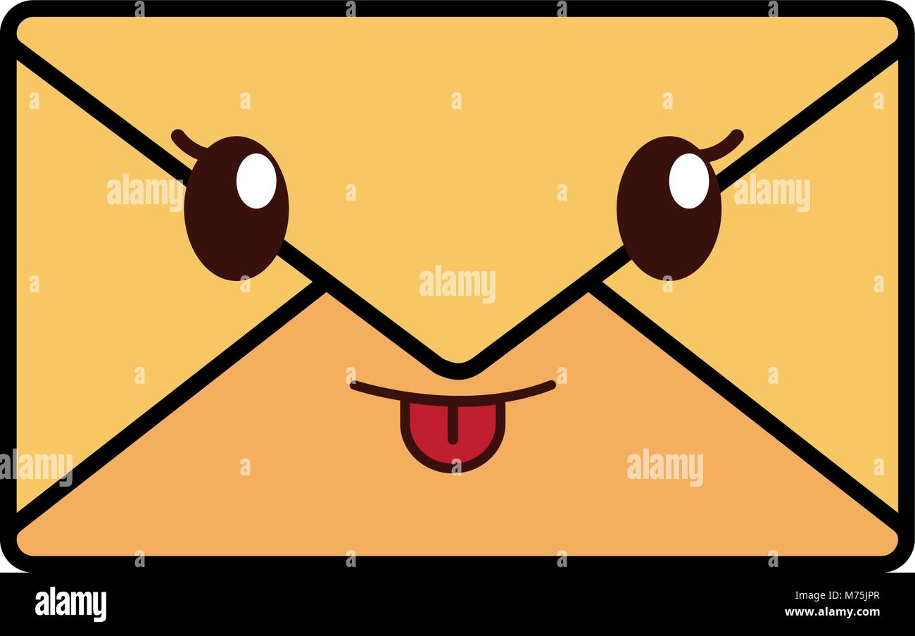 kawaii envelope over white background vector illustration Stock Vector ...