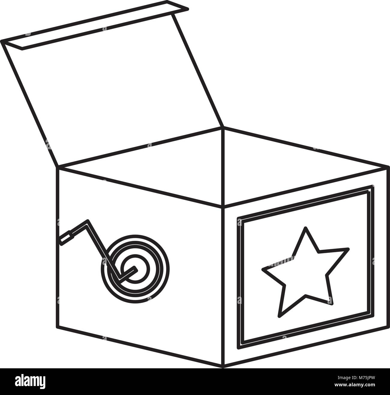 uncolored surprise box toy over white background vector illustration ...