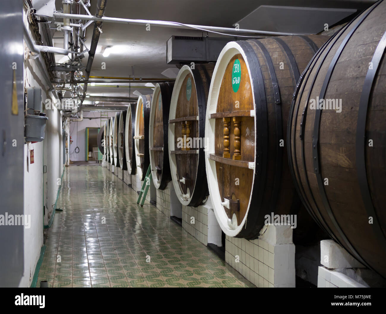 Massandra, Russia - November 09, 2015: Barrels of wine in the shop ...