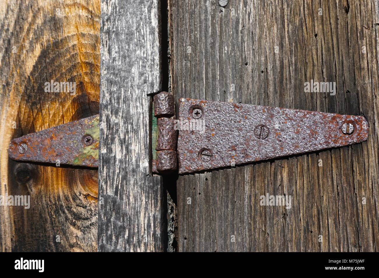 A rusted hinge on the door of an old barn Stock Photo - Alamy