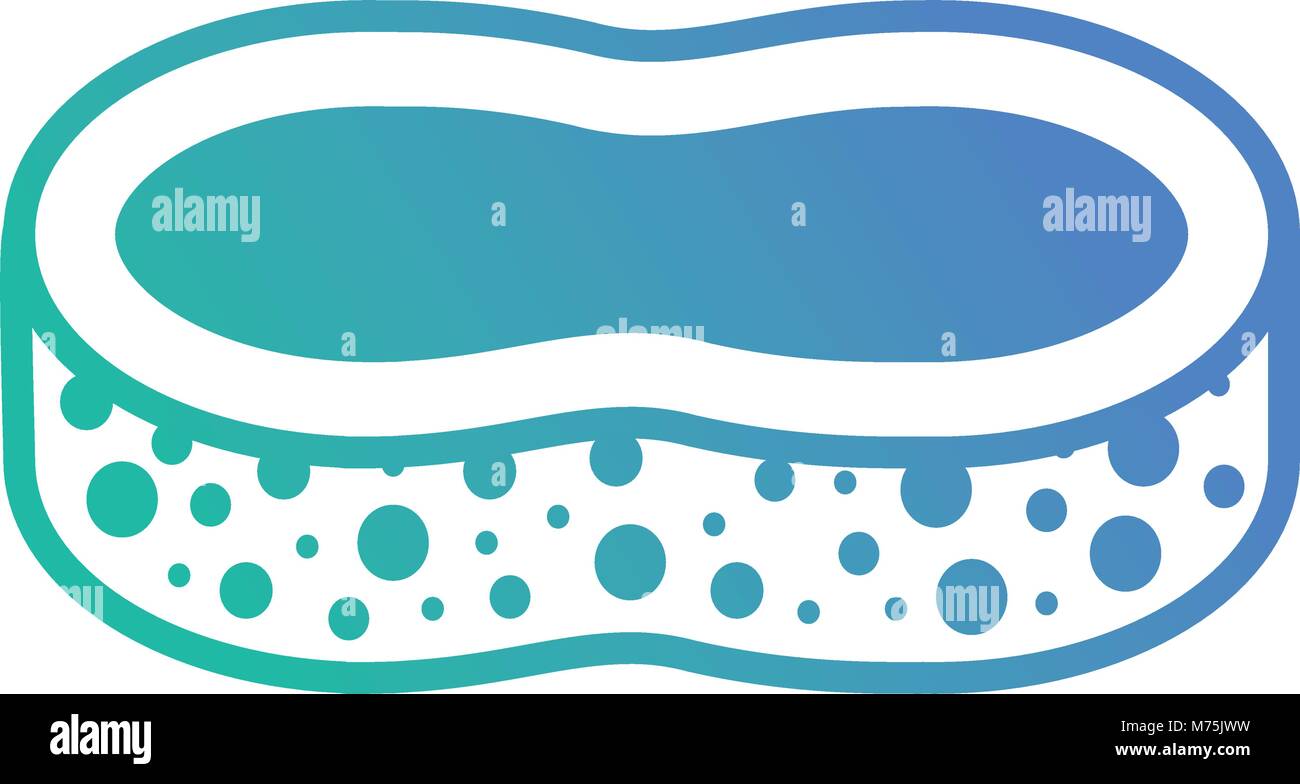 flat line blue sponge doodle over white background vector illustration ...