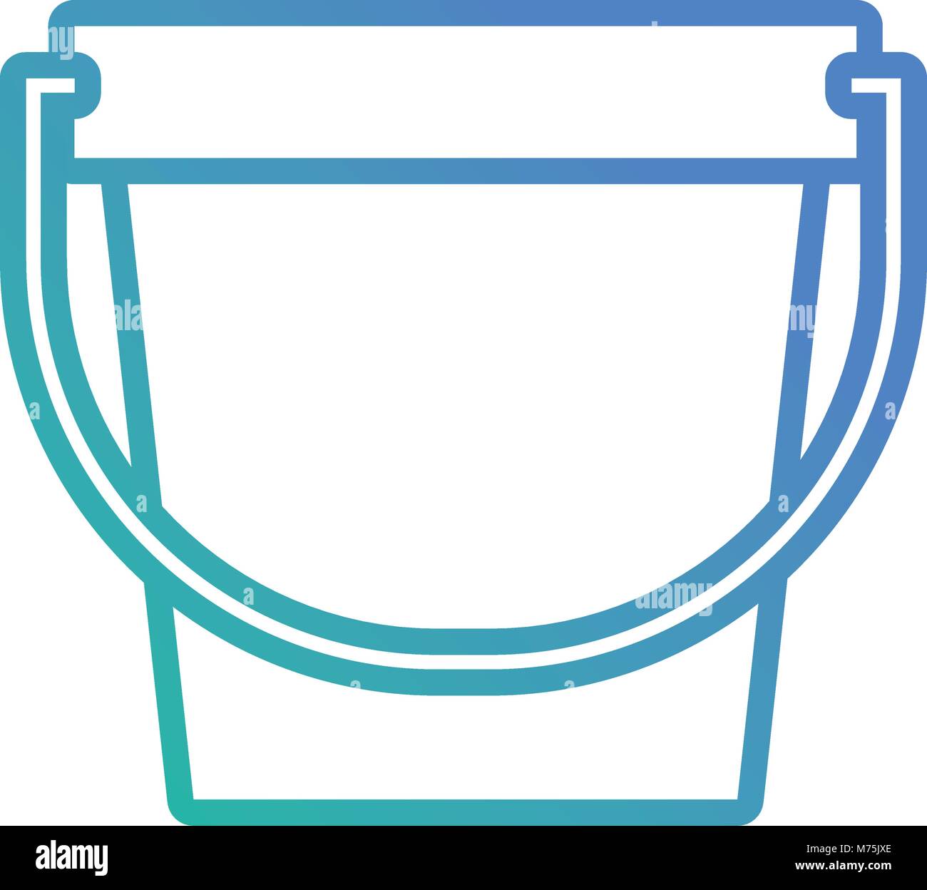 flat line blue bucket over white background vector illustration Stock ...
