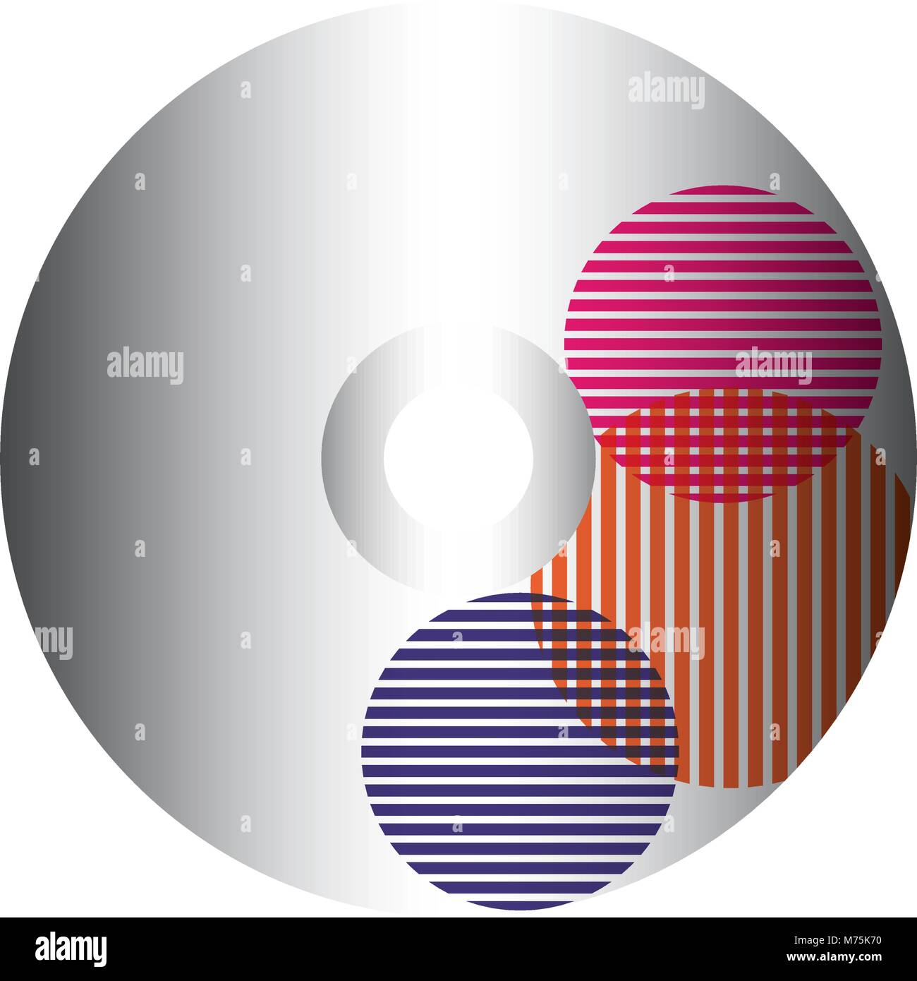 CD with stripes and circles design over white background vector ...