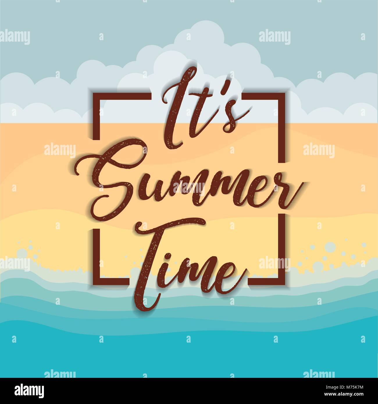 Summer time design with decorative frame over beach background ...