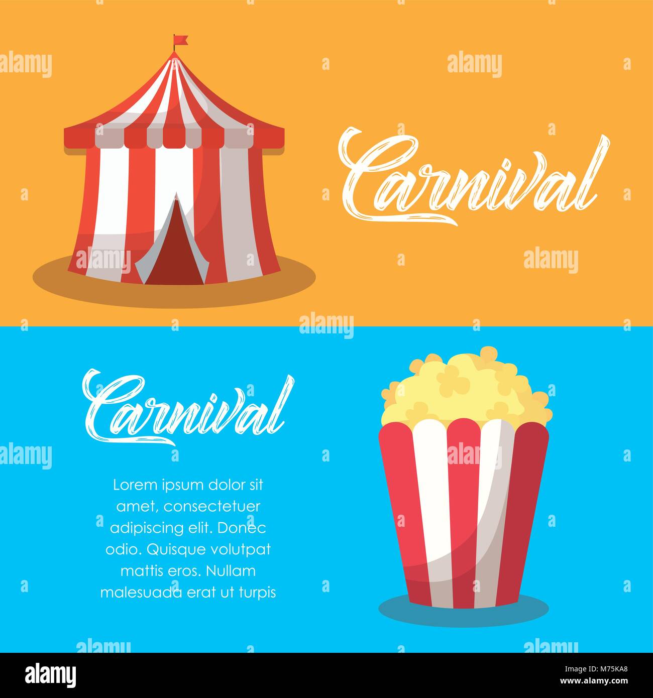 Infographic of carnival circus with circus tent and pop corn over ...