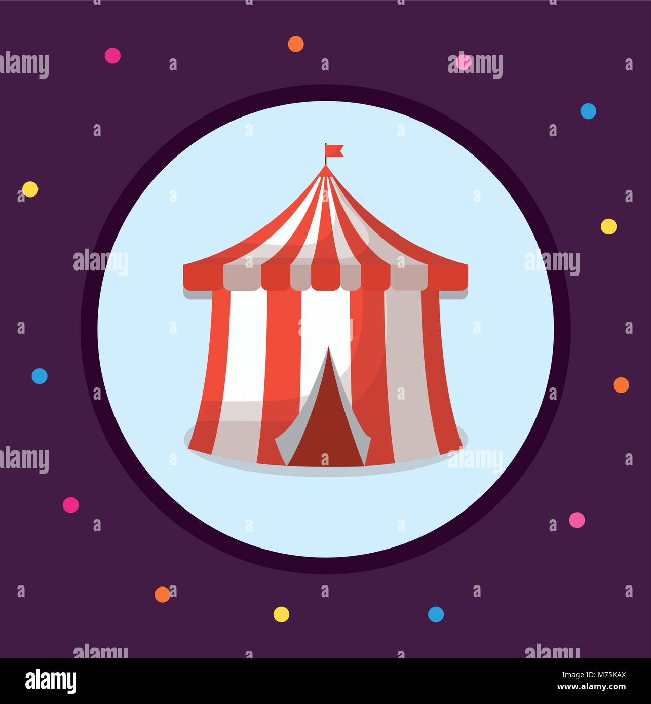 Circus carnival design with circus tent icon over blue circle and ...