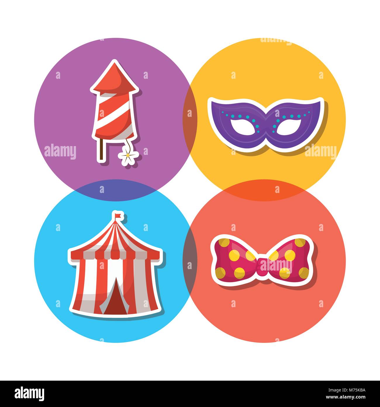 icon set of Circus carnival concept over colorful circles and white ...