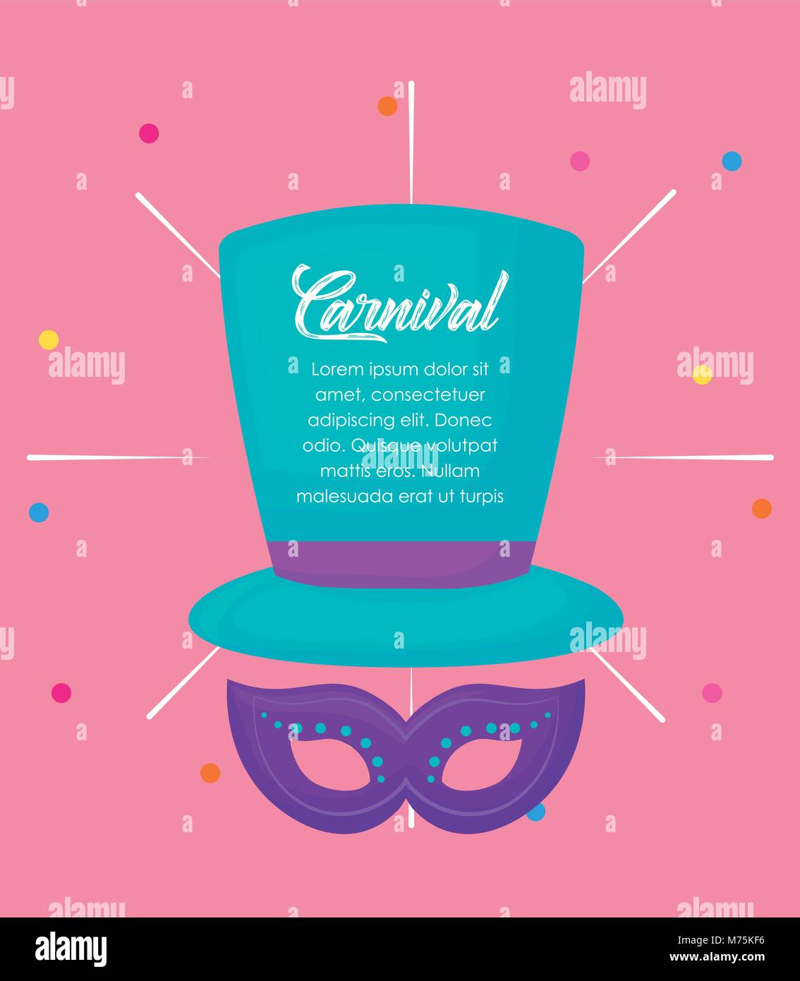 Circus carnival infographic with top hat and masquerade mask icon over ...