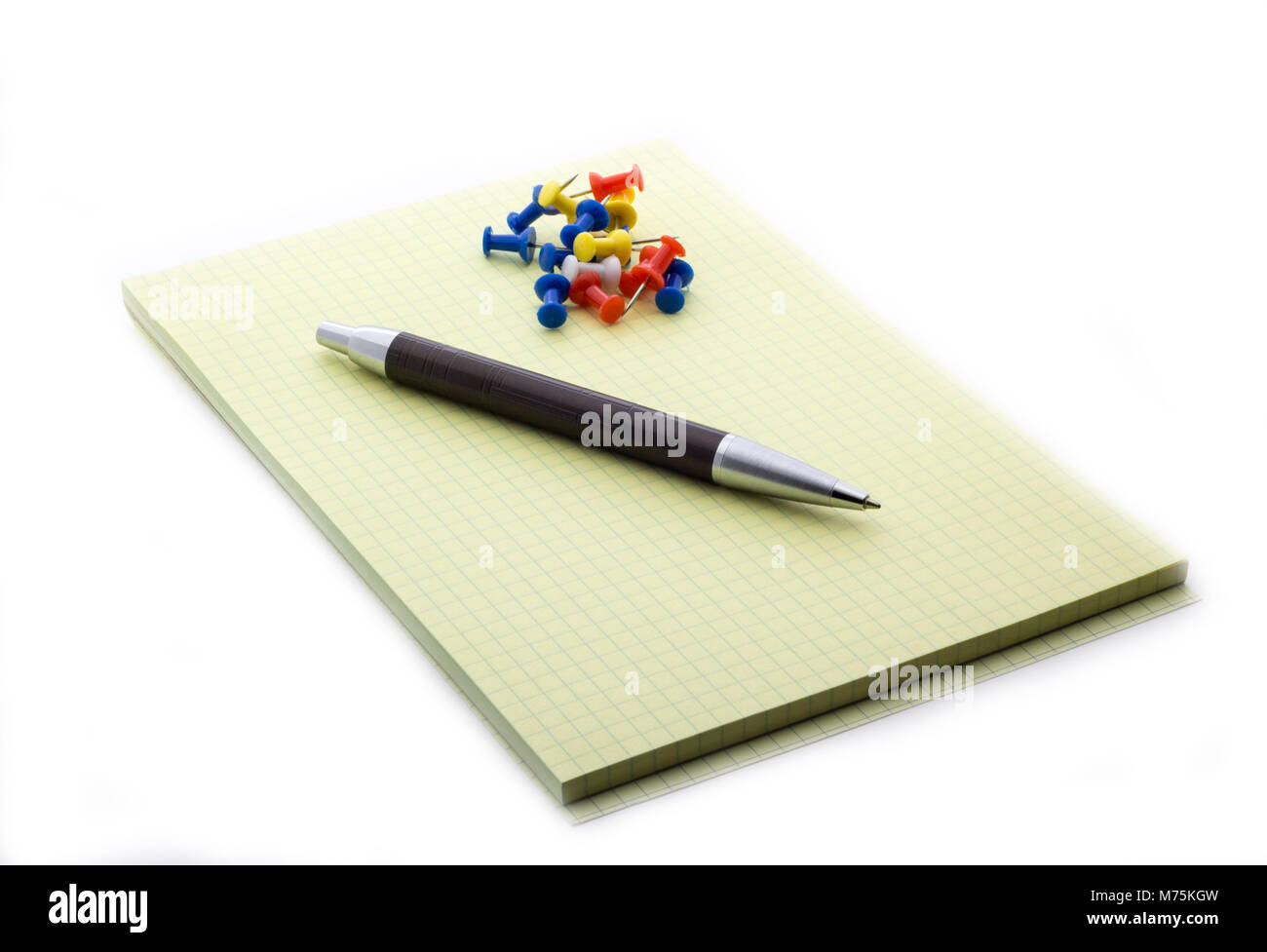 Calculator pen and notebook on white background Stock Photo - Alamy
